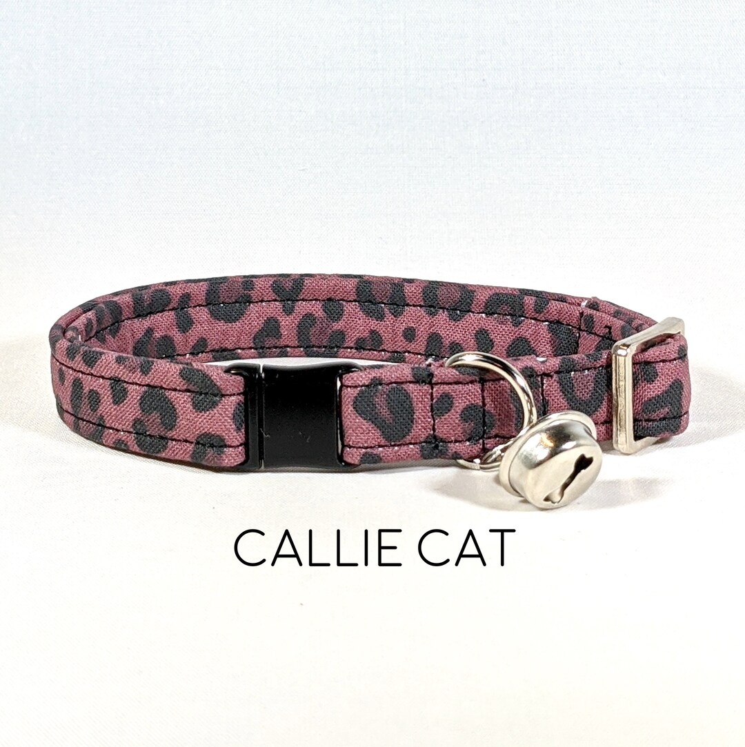 Callie - Burgundy Leopard Cat Collar: Breakaway Safety Collar With Bell ...