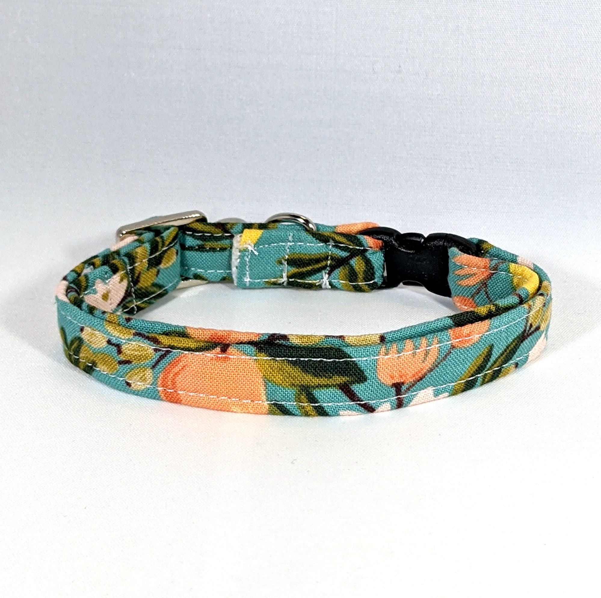Opal Cat Collar - Blue Fruit Pet Collar, Oranges, Lemons, Floral, Teal ...