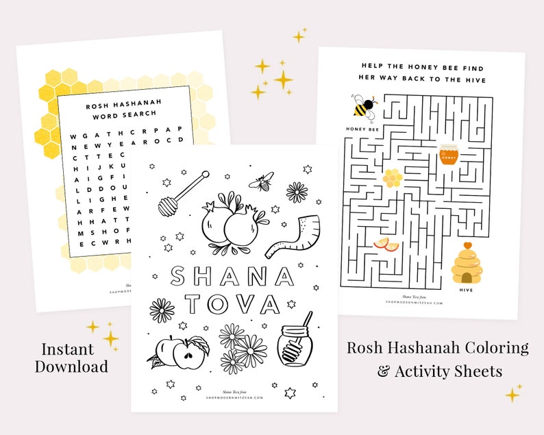 Rosh Hashanah Coloring & Activity Sheets Instant Download - Etsy