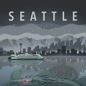 Seattle Poster - Etsy