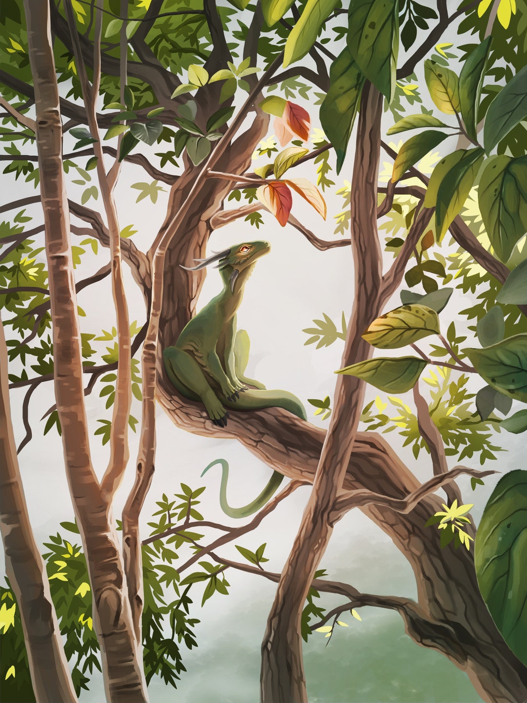 Dragon in a Tree - Poster - Etsy