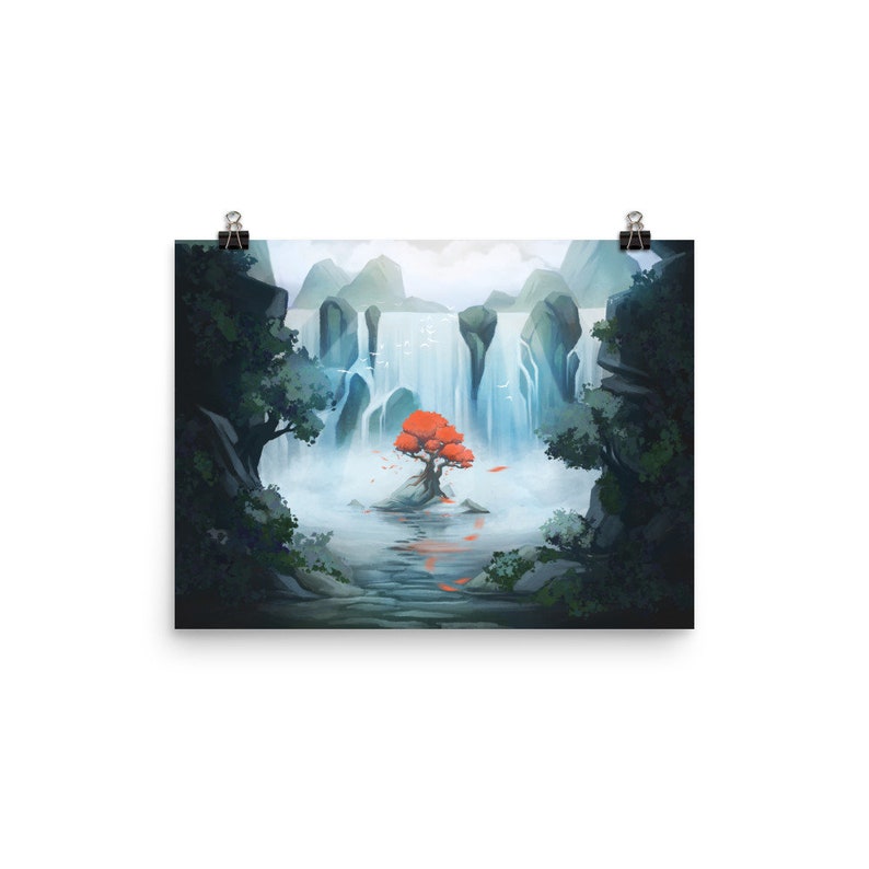Red Tree Waterfall - Etsy