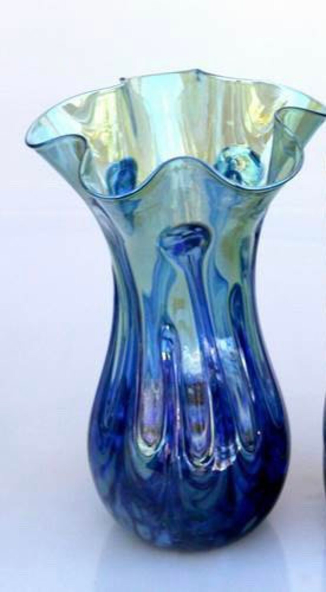 Light Blue Lily Pad Vase Hand Blown Glass - Etsy