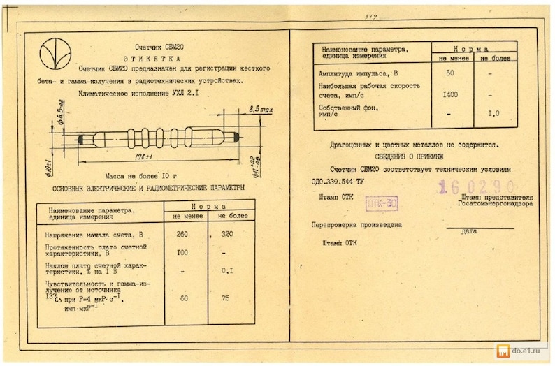 SBM-20 Geiger Counter Tube NEW for Dosimeter Radiometer An. STS-5 ...