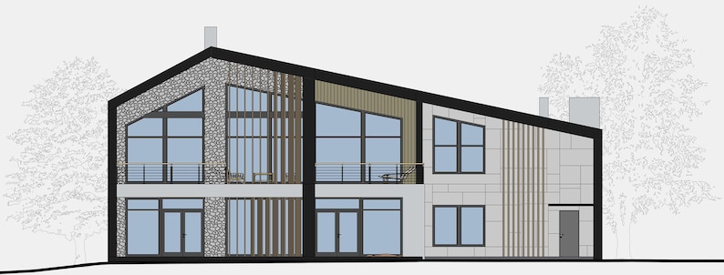 Modern House Plan Building Plans Blueprints & Material List | Etsy