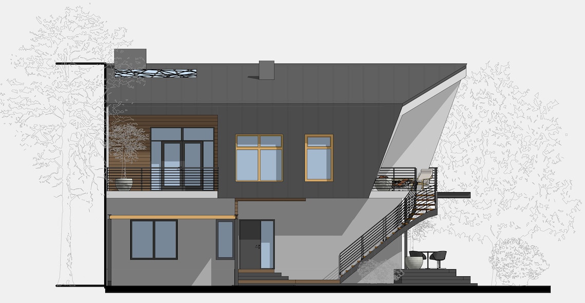 Modern House Plan Building Plans Blueprints & Material List - Etsy