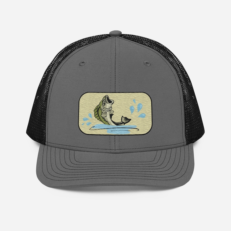 Embroidered Bass Trucker Cap Snapback Hat Bass Fishing Trucker Hat ...
