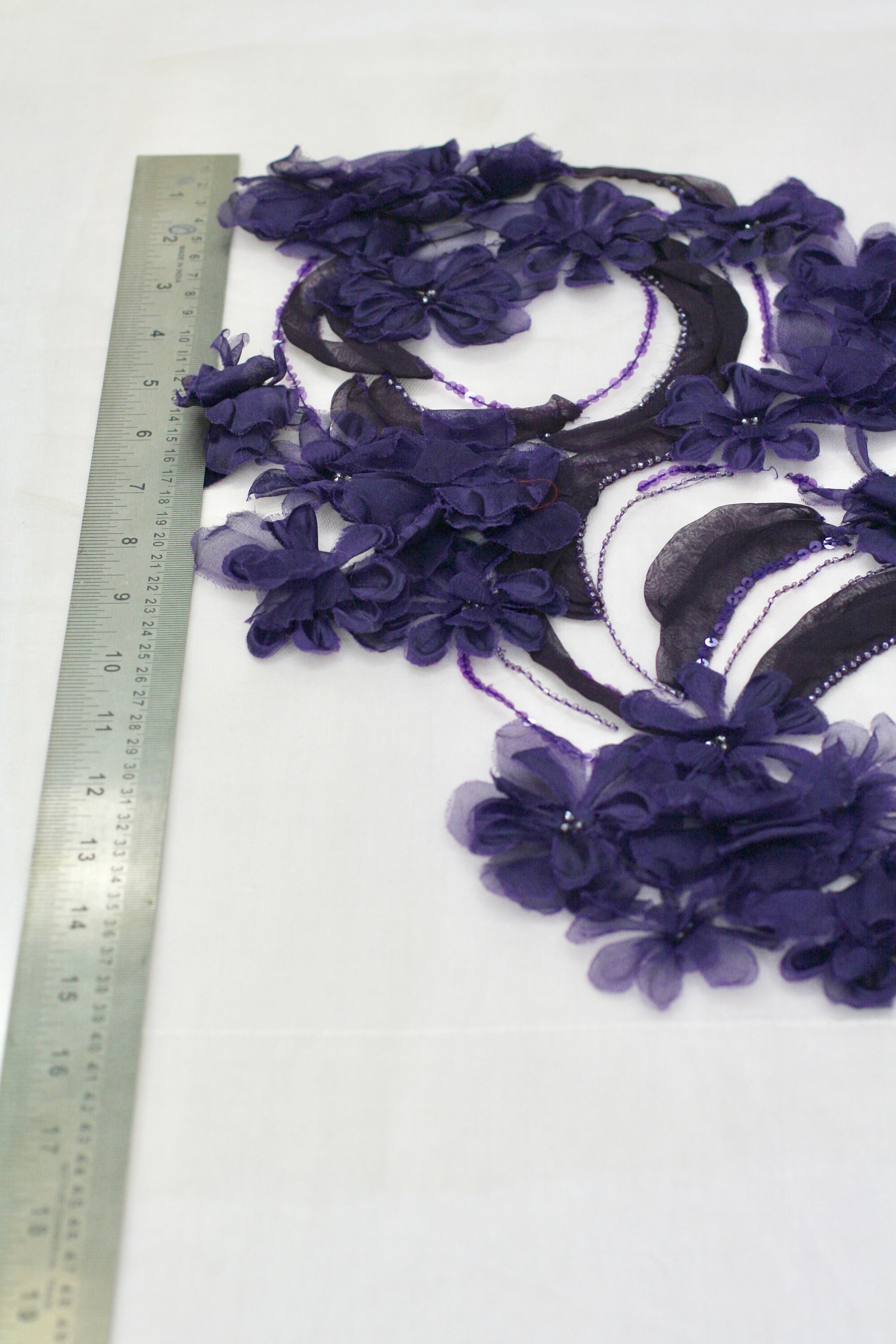 Custom Handmade Beaded Applique With Silk Organza Ruffles and Hand ...