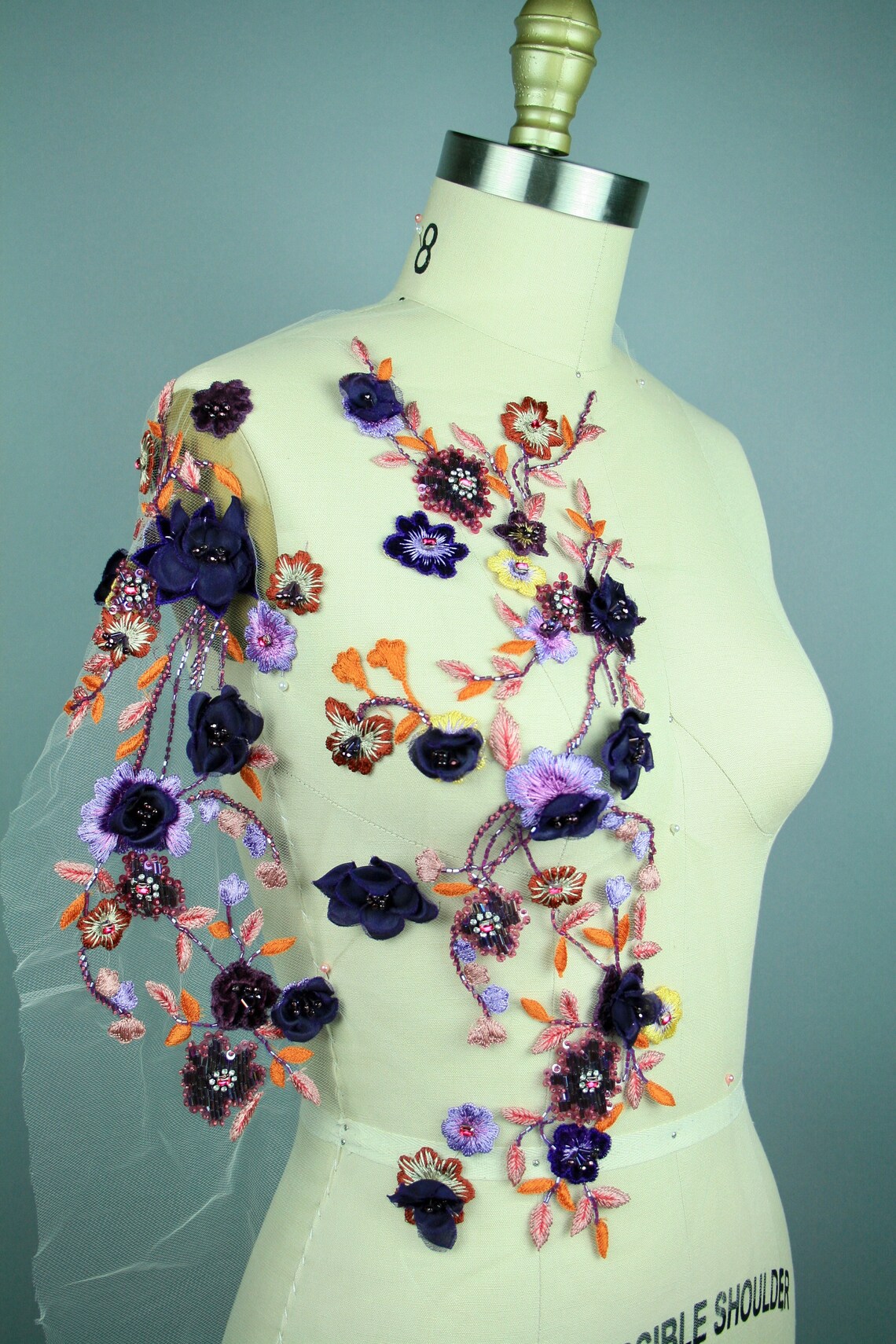 Custom Embroidery Luxury Beading Panel in Multi Color Can Be - Etsy