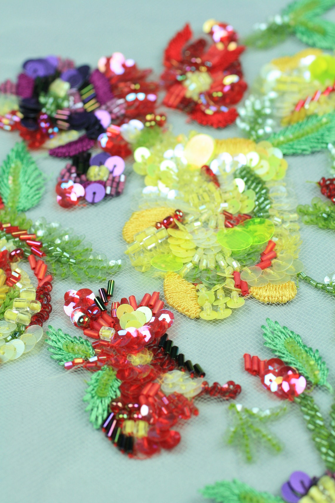 Colorful Embroidery Beading Panel Beaded Trim Applique Hand - Etsy