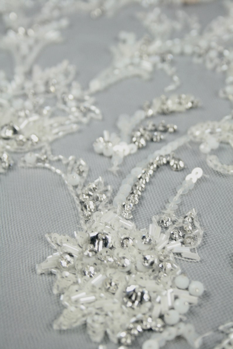 Custom Handmade Beaded Applique Panel Beading Panel Used as Beaded Trim ...