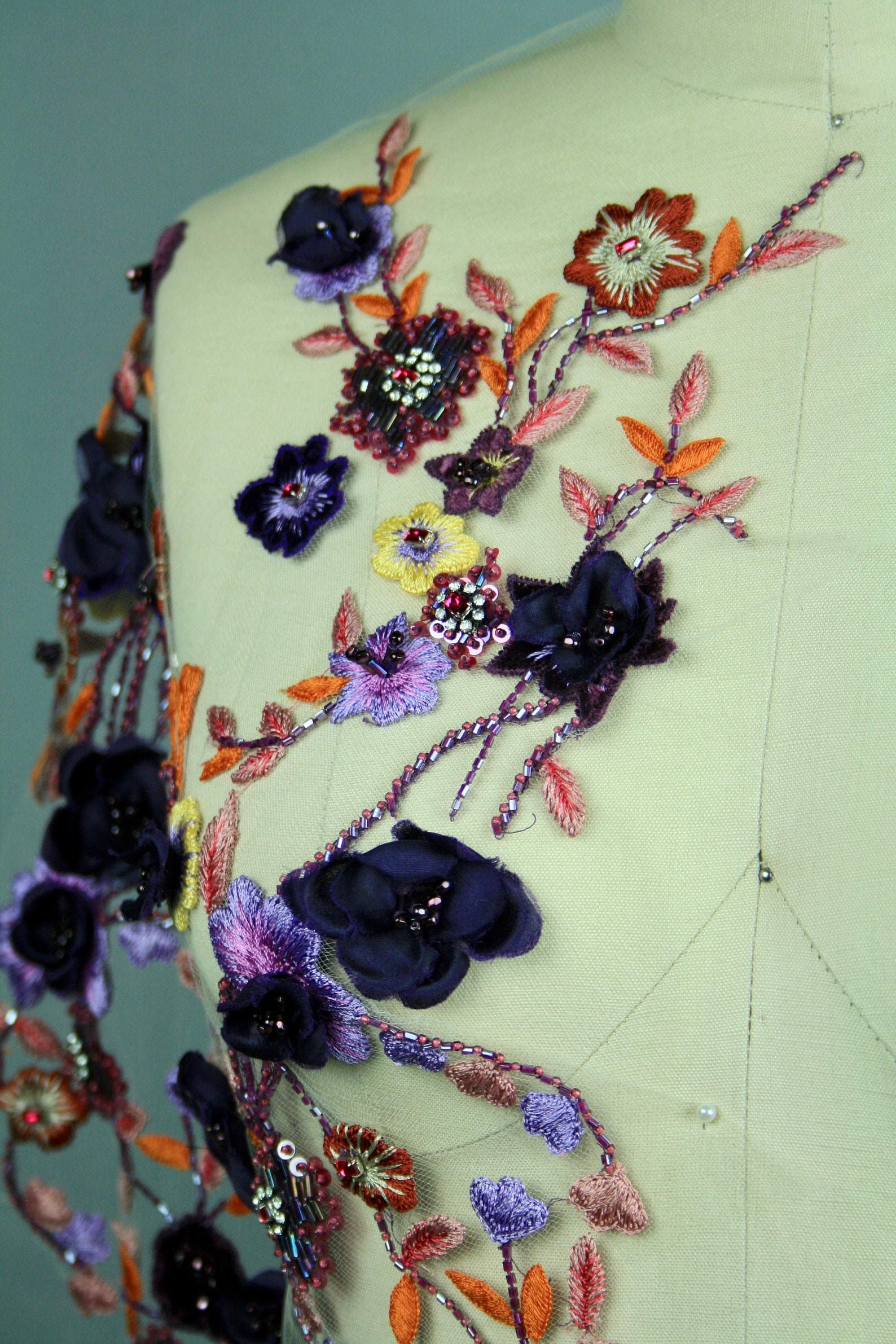 Custom Embroidery Luxury Beading Panel in Multi Color Can Be - Etsy