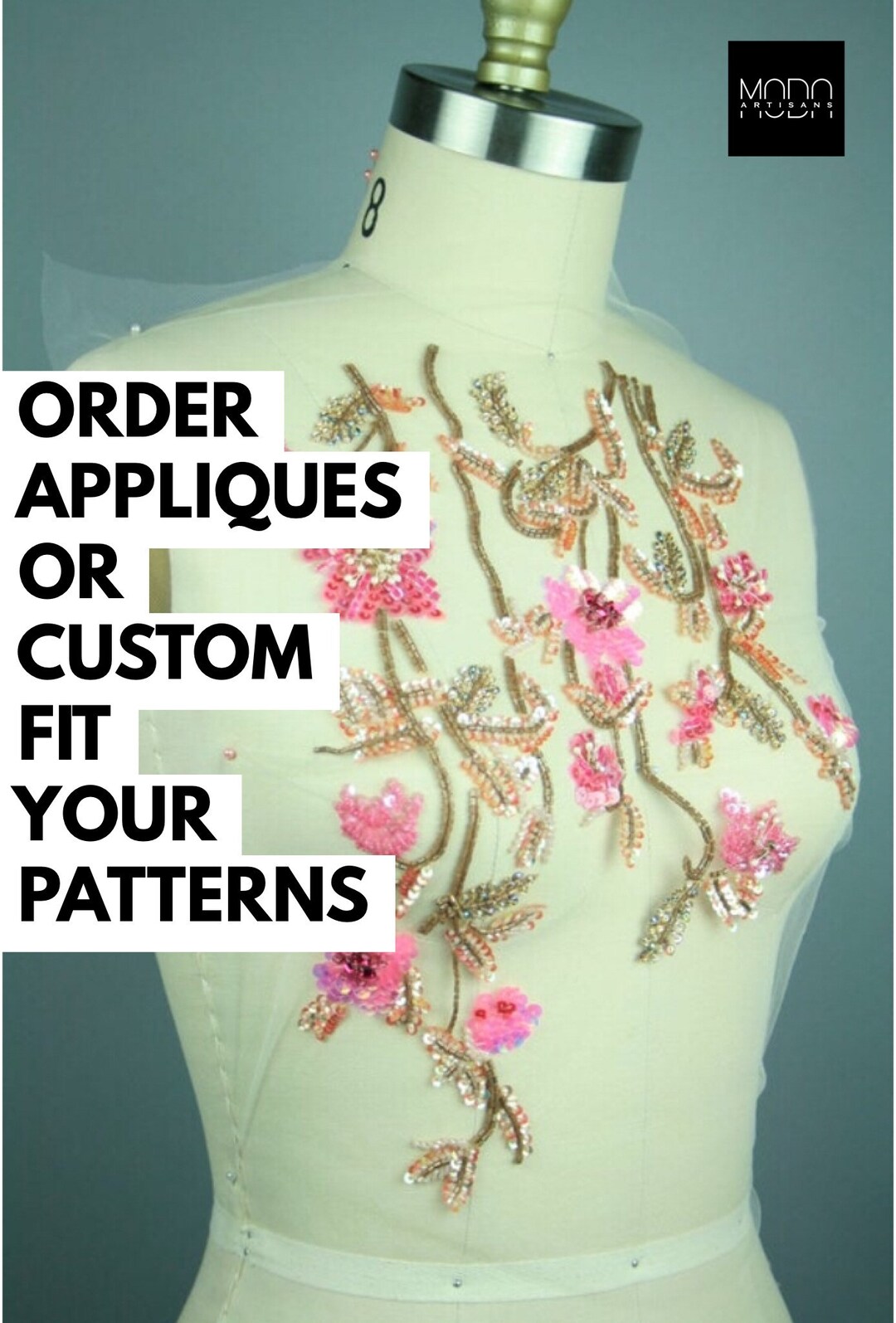 Custom Handmade Beaded Panel for Bodice, Cocktail Dress, Evening Gown ...