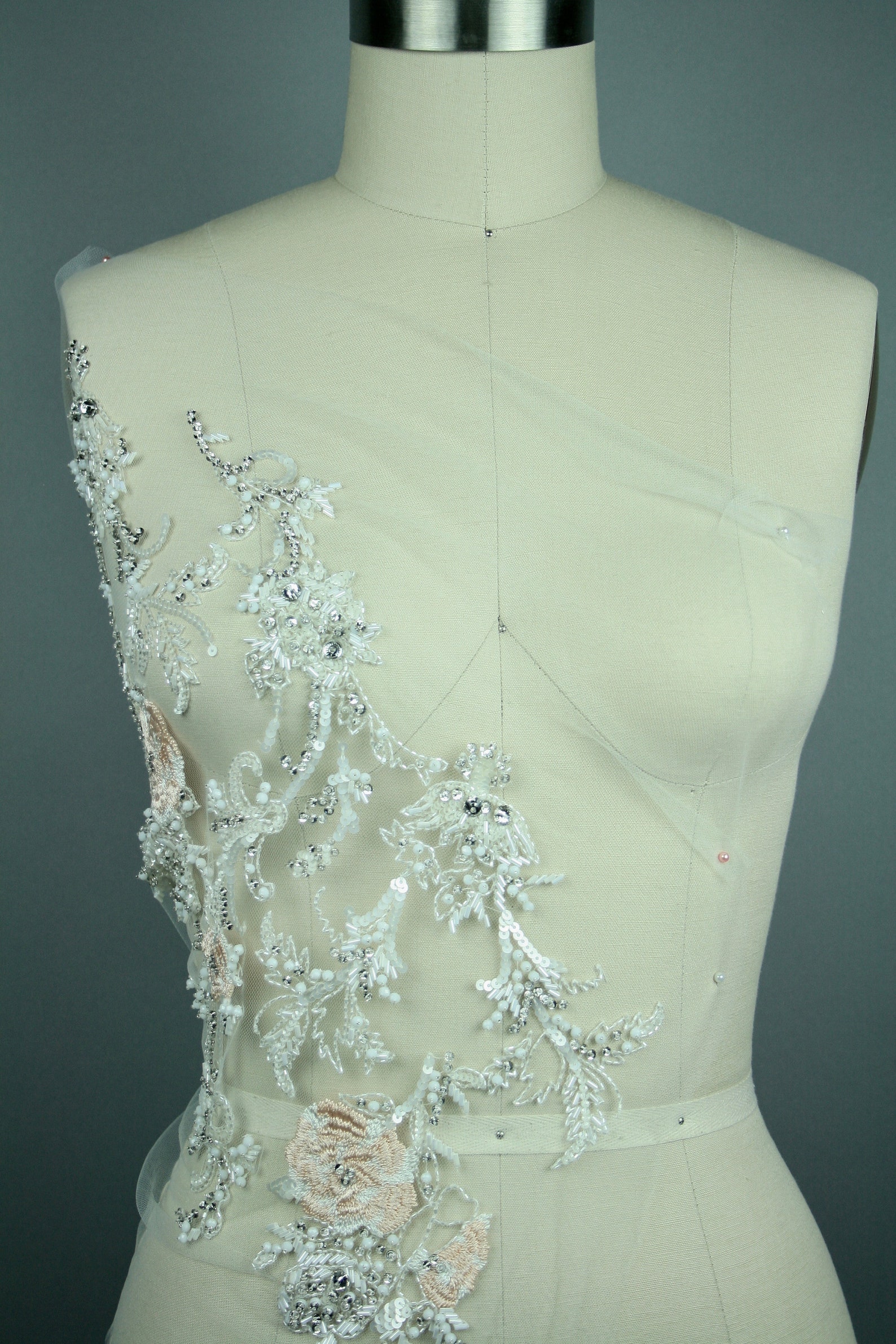 Custom Handmade Beaded Applique Panel Beading Panel Used as Beaded Trim ...