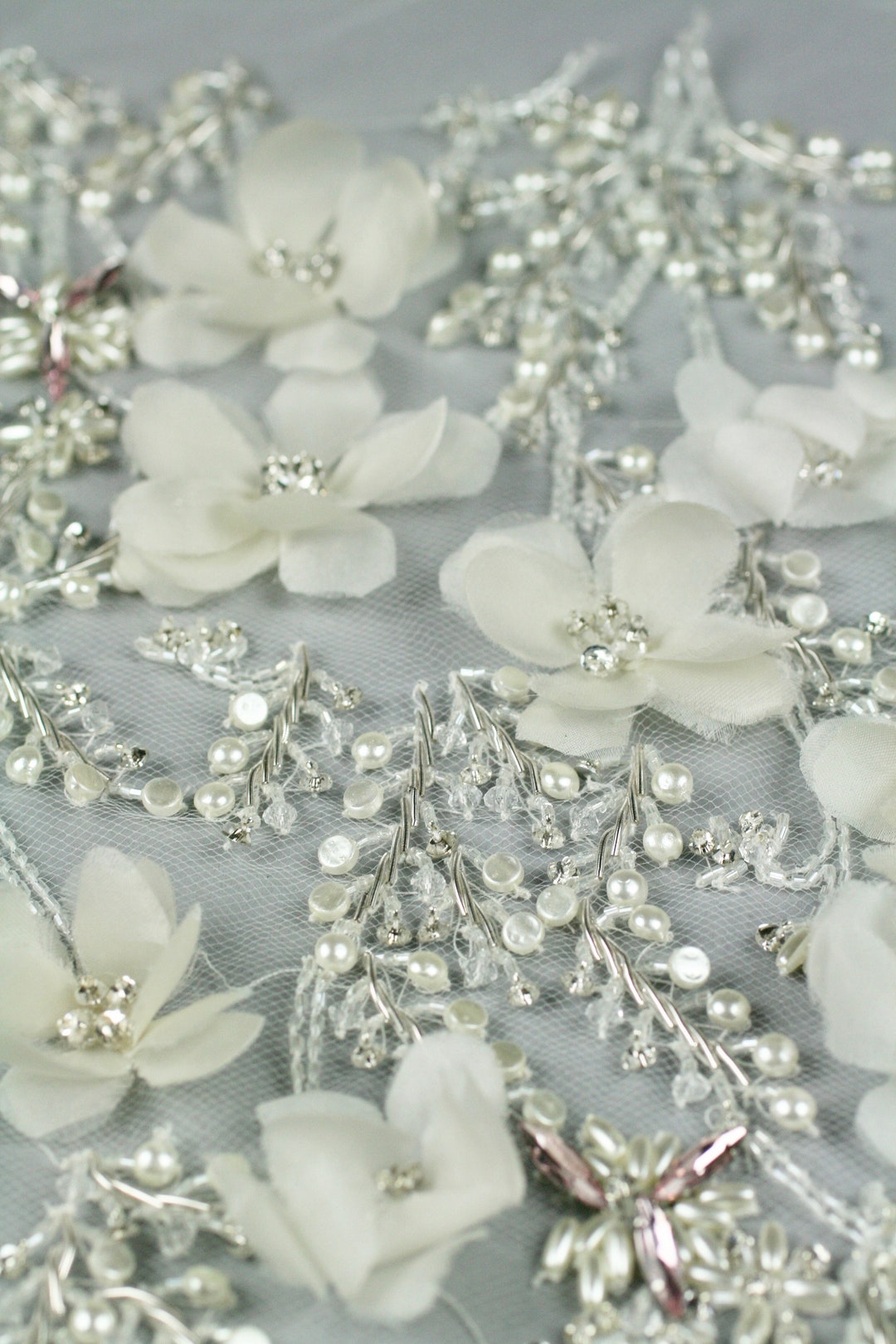 Custom Handmade Beaded Applique Panel Beading Panel Used as Beaded Trim ...