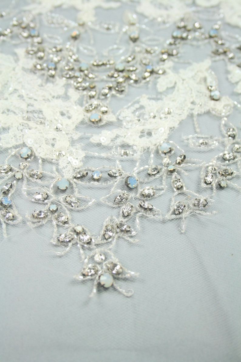 Wedding Bodice Beaded Applique Panel Used as Beaded Trim, Embroidered ...