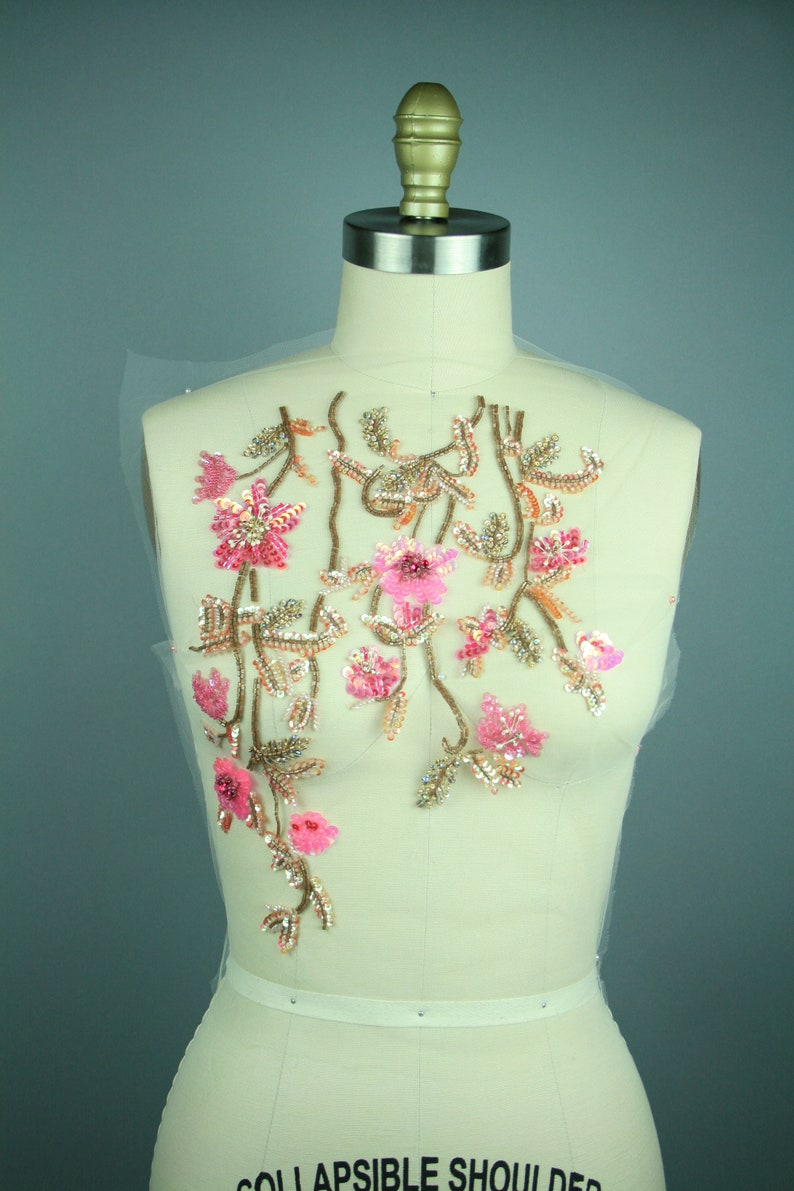 Custom Handmade Beaded Panel for Bodice, Cocktail Dress, Evening Gown ...