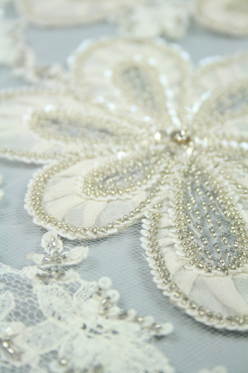 Bridal Beading Applique Panel Used as Beaded Trim Embroidered - Etsy