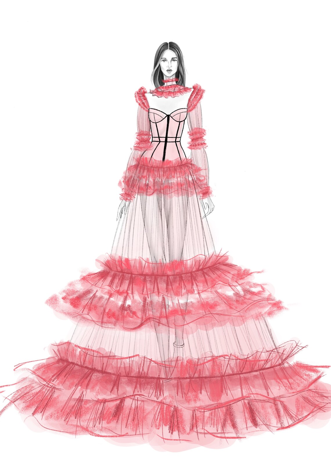 Tulle Ruffles Fabricombray Tulle Ruffleslayered Mesh Fabric - Etsy