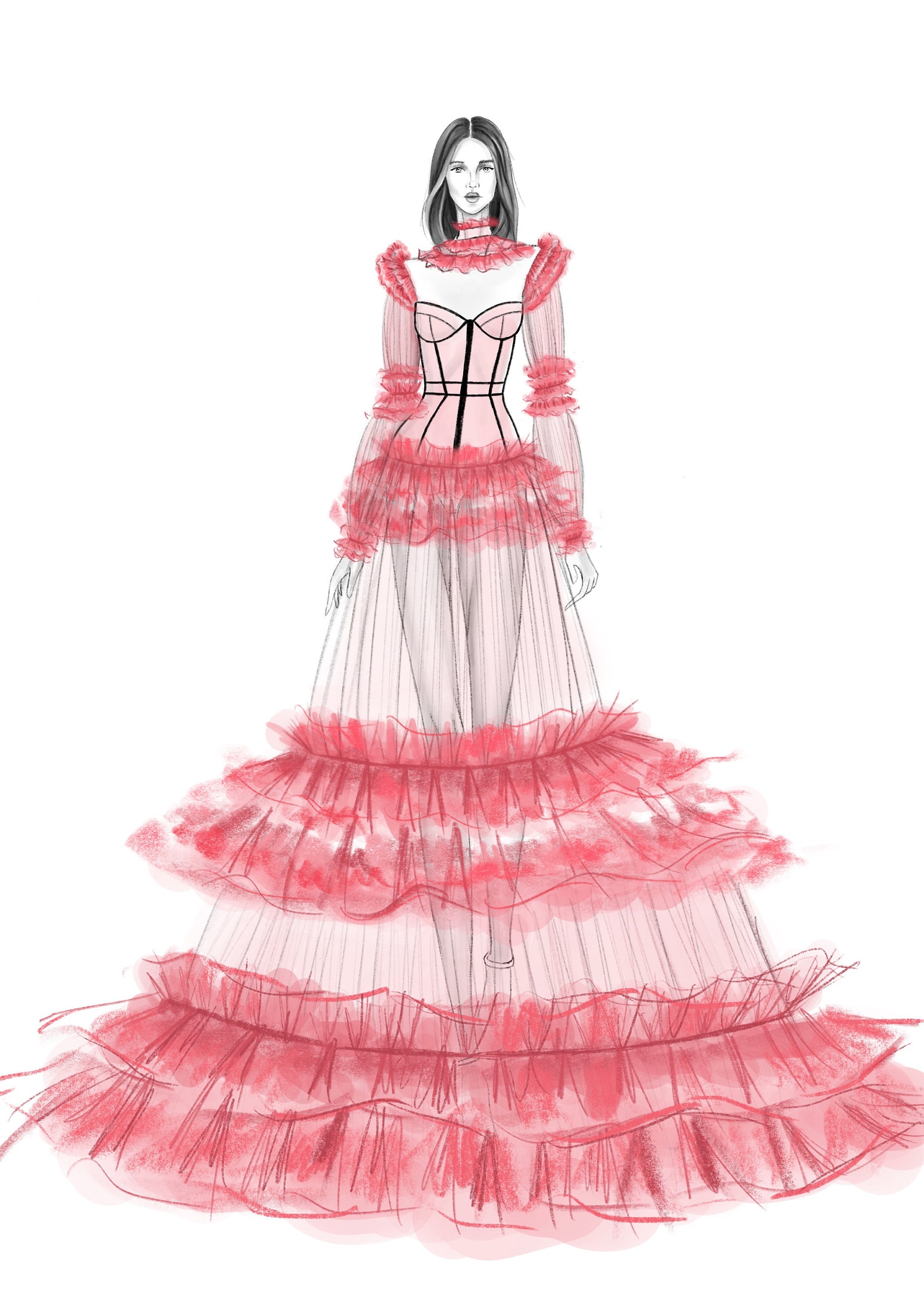 Tulle Ruffles Fabric,ombray Tulle Ruffles,layered Mesh Fabric, Ruffles ...