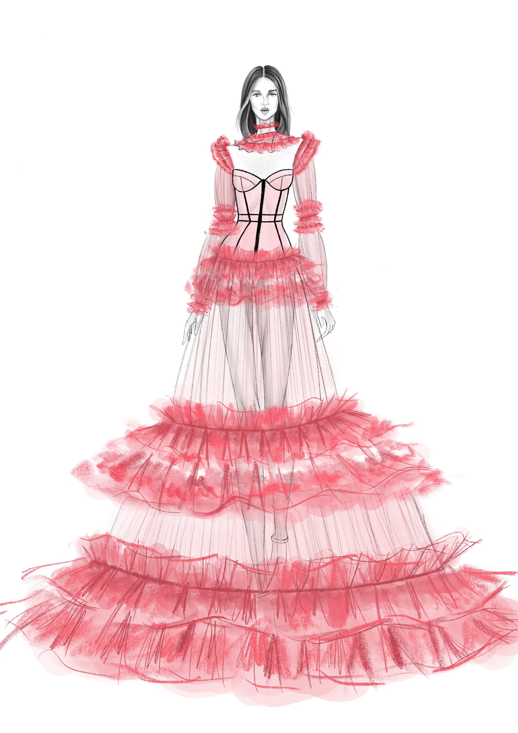Tulle Ruffles Fabric,ombray Tulle Ruffles,layered Mesh Fabric, Ruffles ...