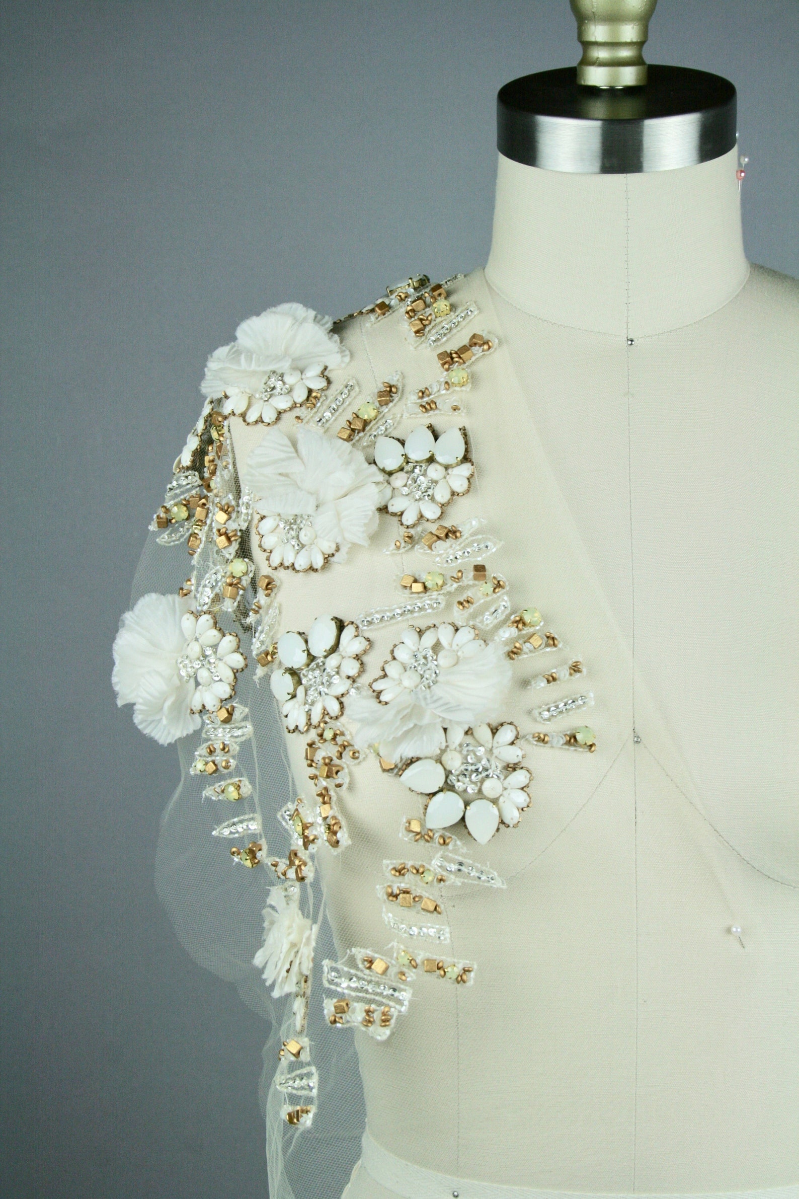 Floral Beaded Panel - Bolero Lace - Capelet Lace - Beaded Wedding ...