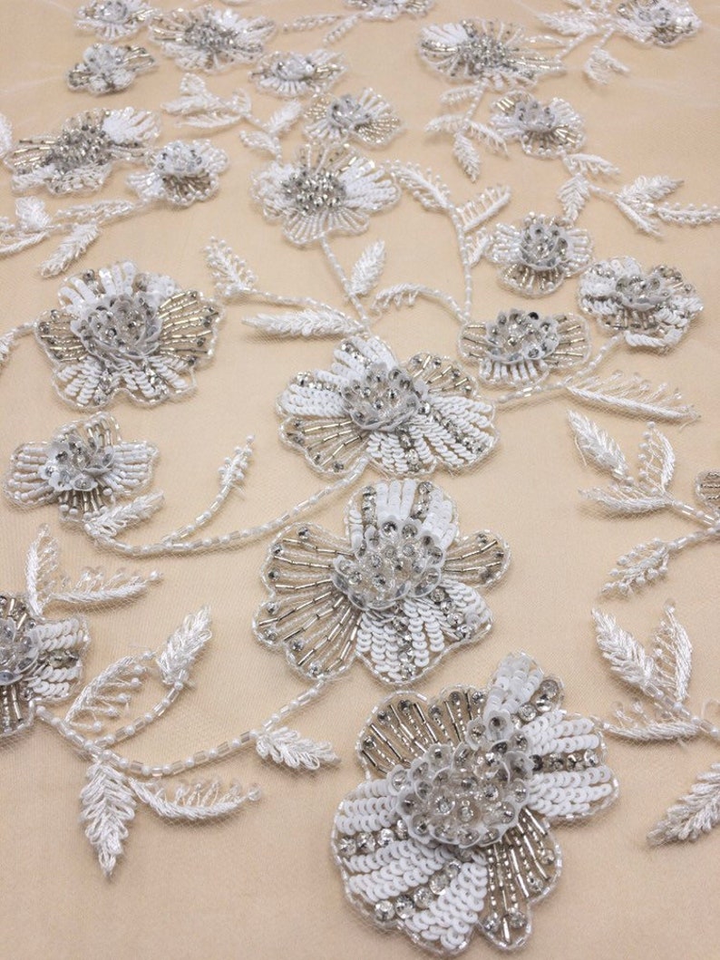 Crystal Beaded Applique Panel, Beading Panel Used as Beaded Trim ...