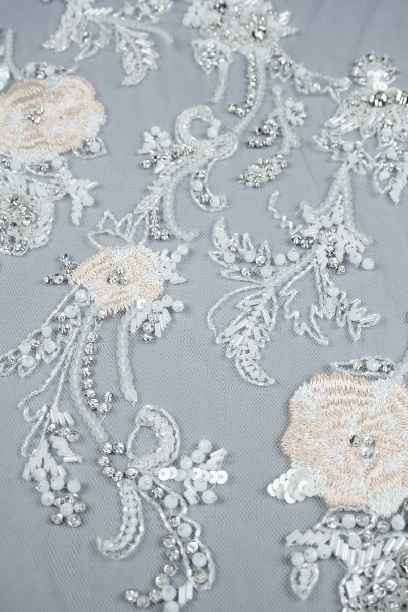 Custom Handmade Beaded Applique Panel Beading Panel Used as Beaded Trim ...