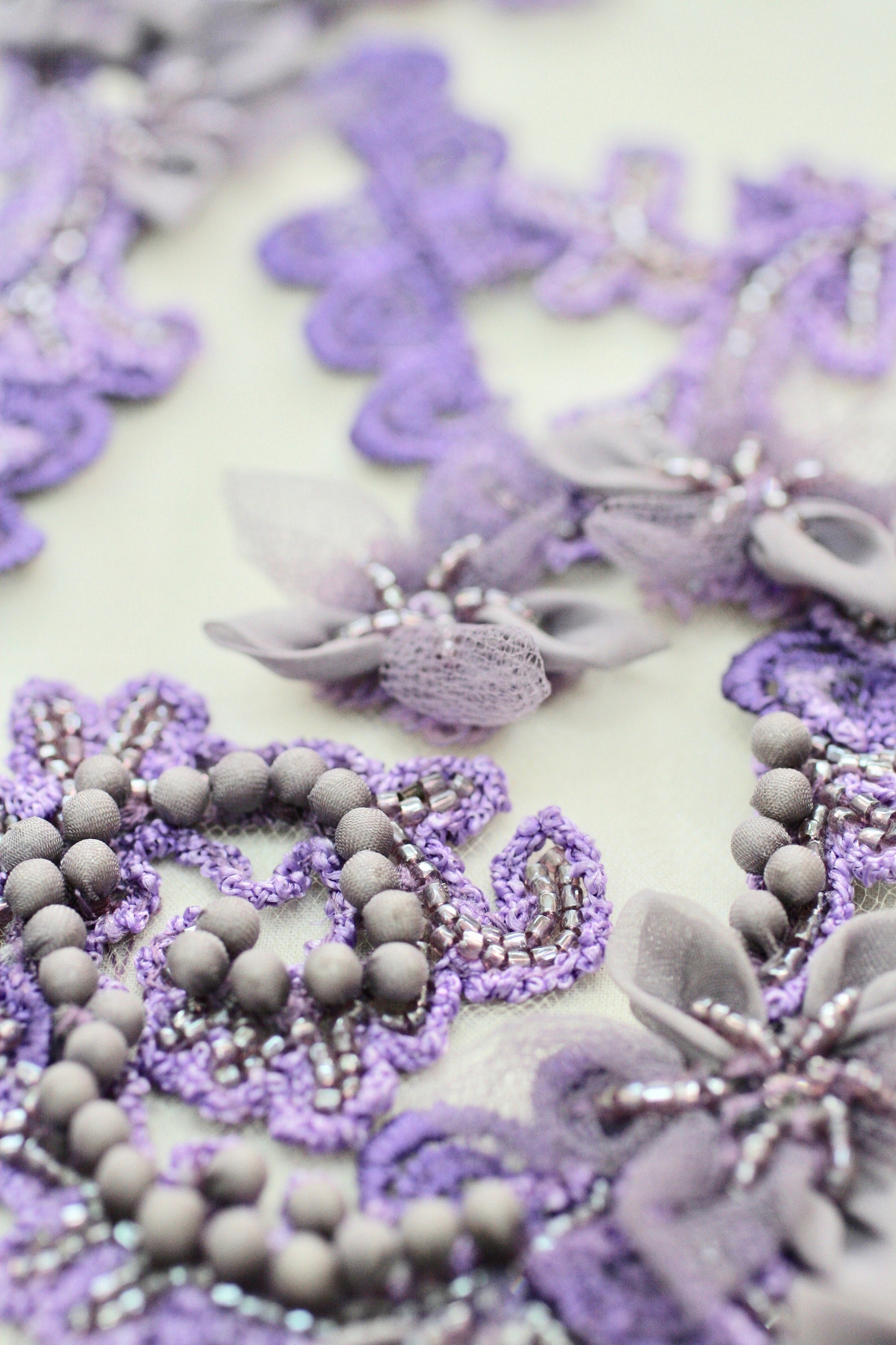 Custom Handmade Beaded Applique Beading Panel With Silk Wrapped Pearls ...