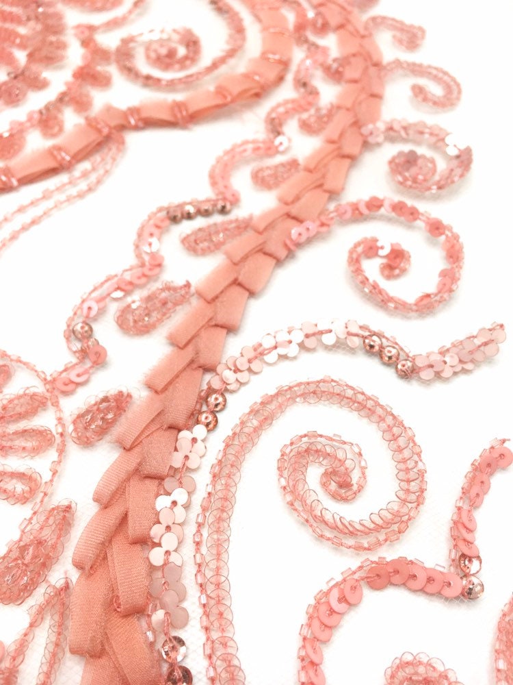 Beaded Applique Panel Beading Panel Used as Beaded Trim - Etsy