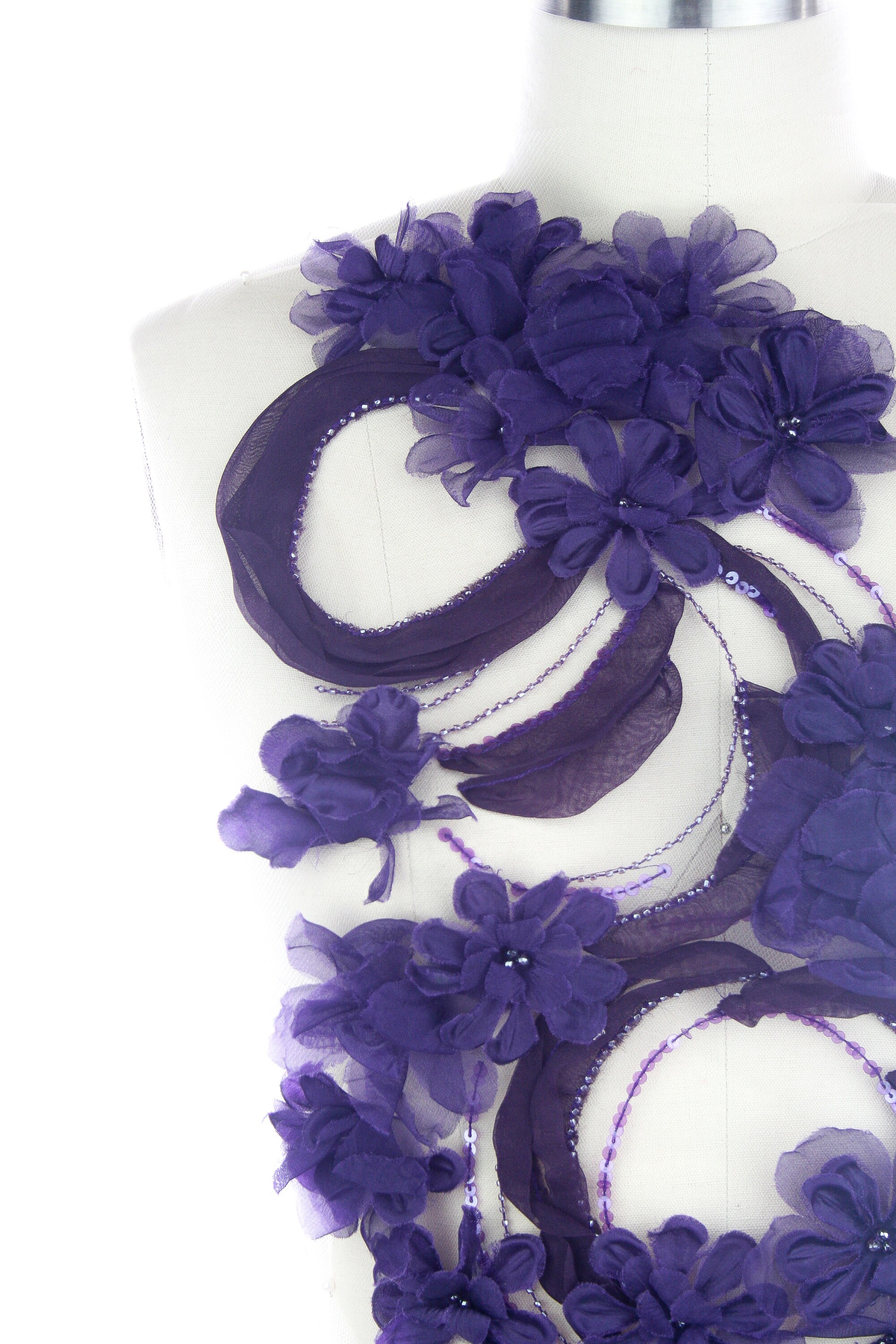Custom Handmade Beaded Applique With Silk Organza Ruffles and Hand ...