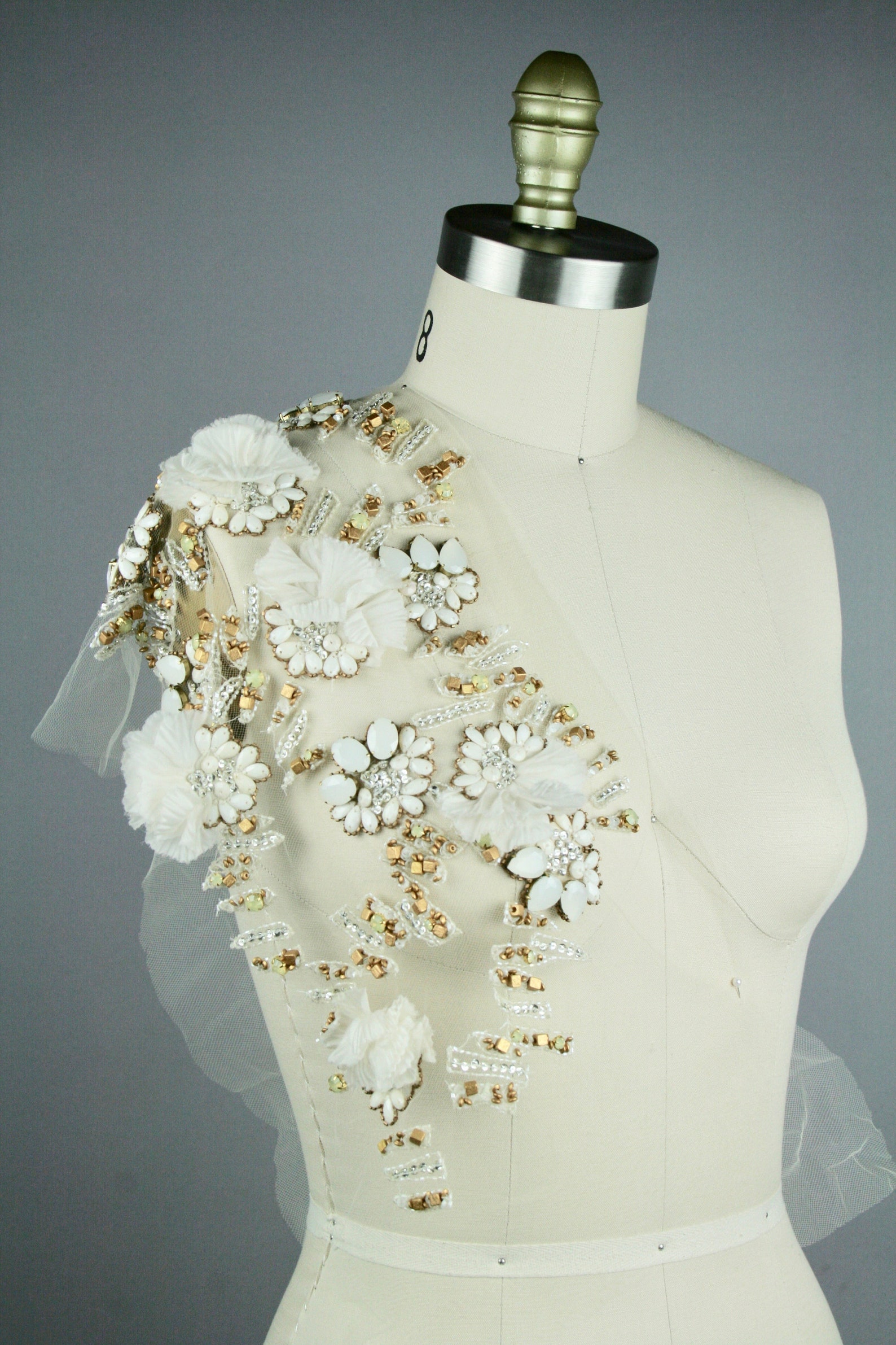 Floral Beaded Panel - Bolero Lace - Capelet Lace - Beaded Wedding ...