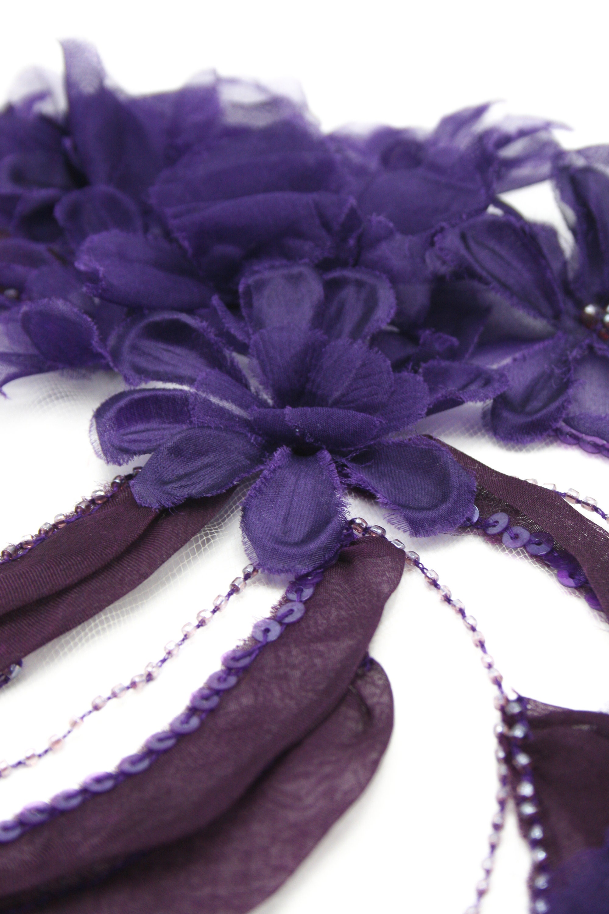Custom Handmade Beaded Applique With Silk Organza Ruffles and Hand ...