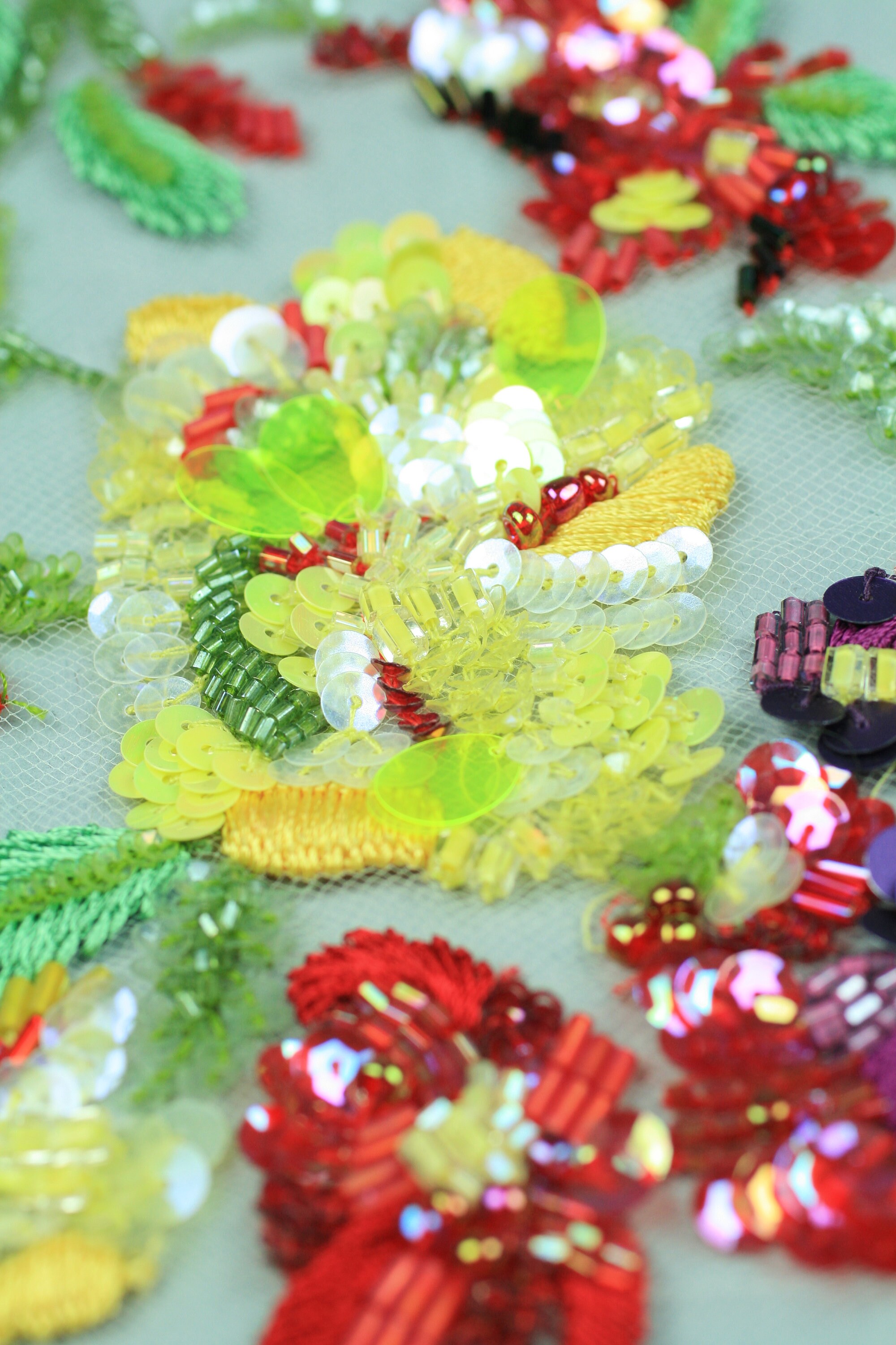 Colorful Embroidery Beading Panel, Beaded Trim Applique , Hand ...