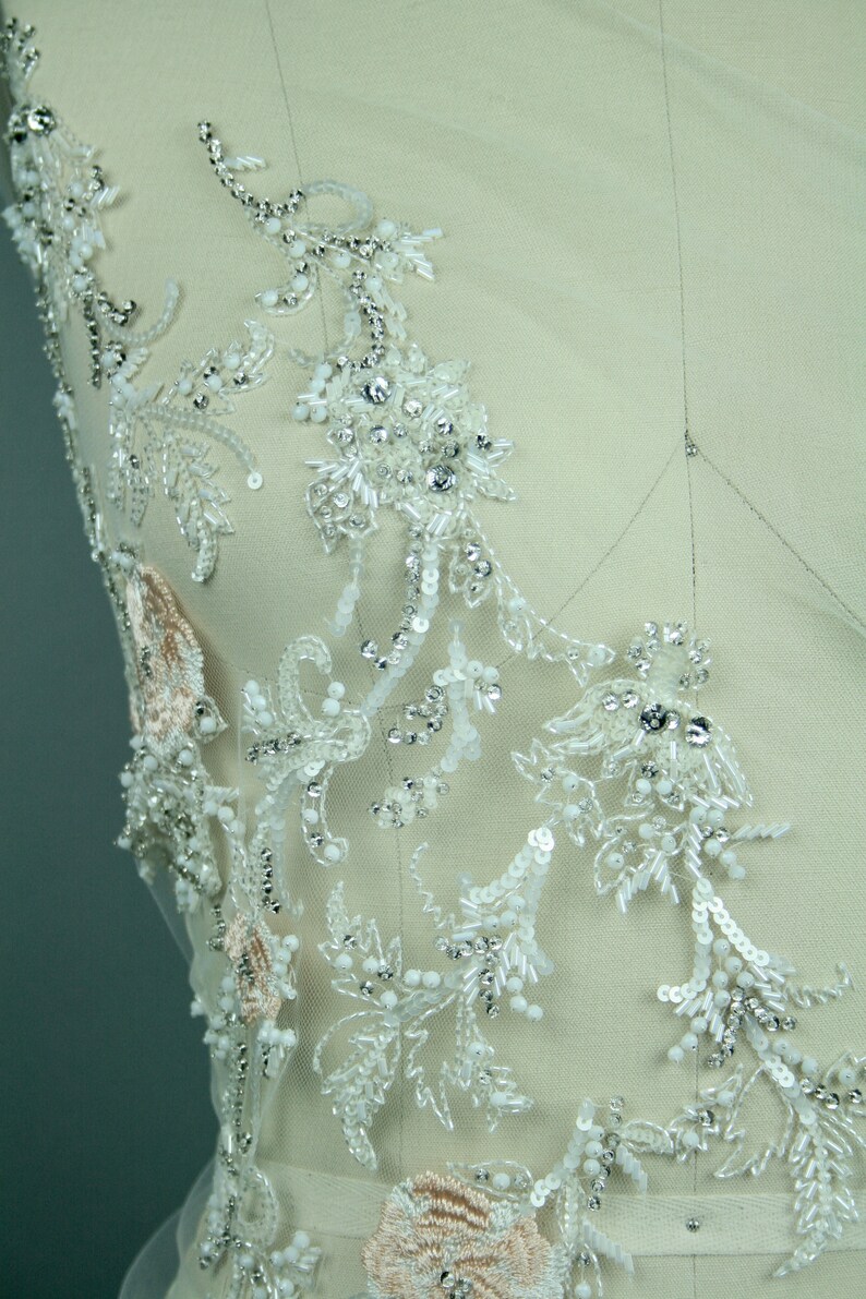 Custom Handmade Beaded Applique Panel Beading Panel Used as Beaded Trim ...