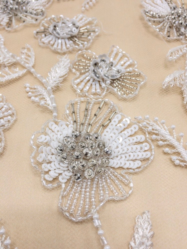 Crystal Beaded Applique Panel, Beading Panel Used as Beaded Trim ...