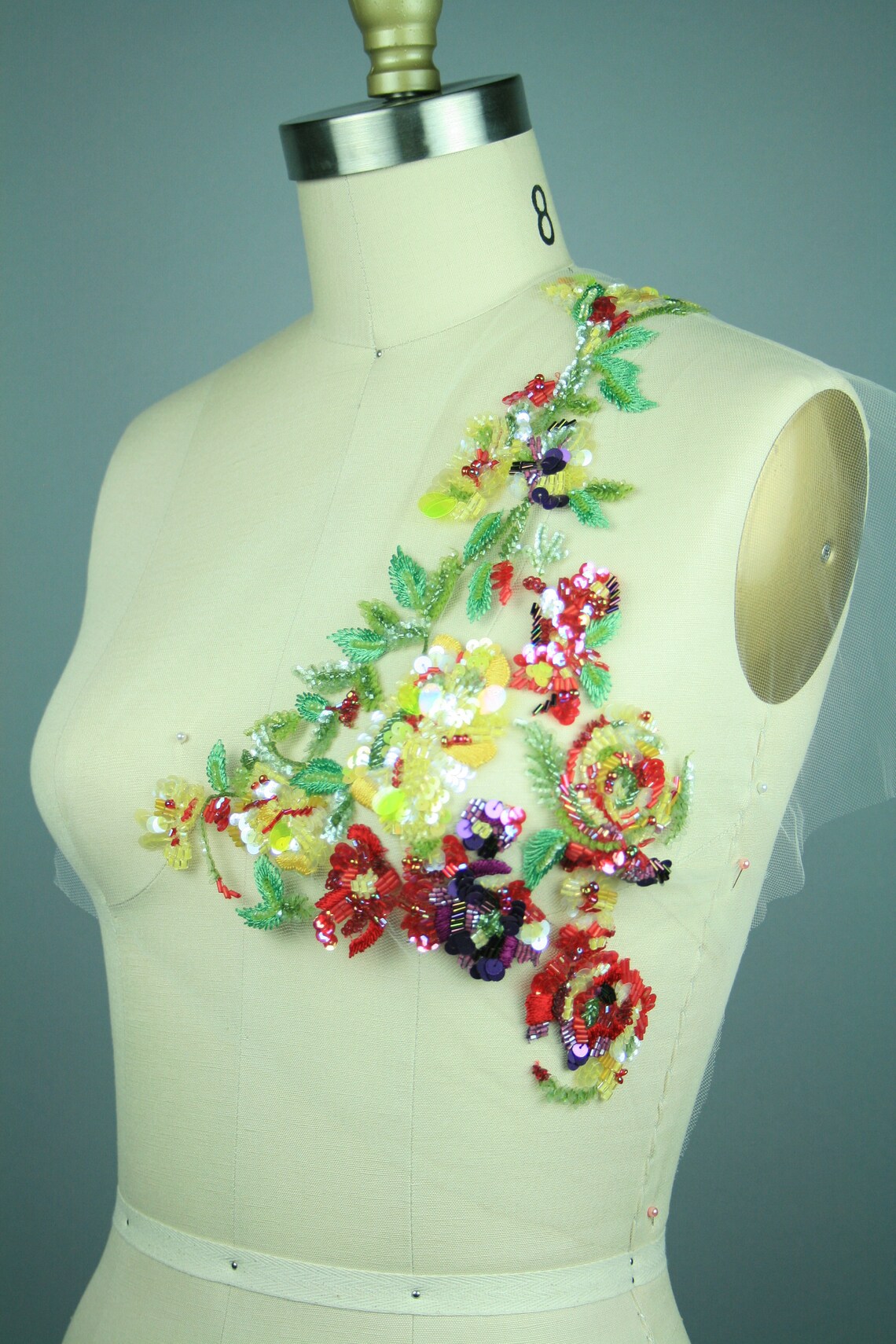 Colorful Embroidery Beading Panel Beaded Trim Applique Hand - Etsy