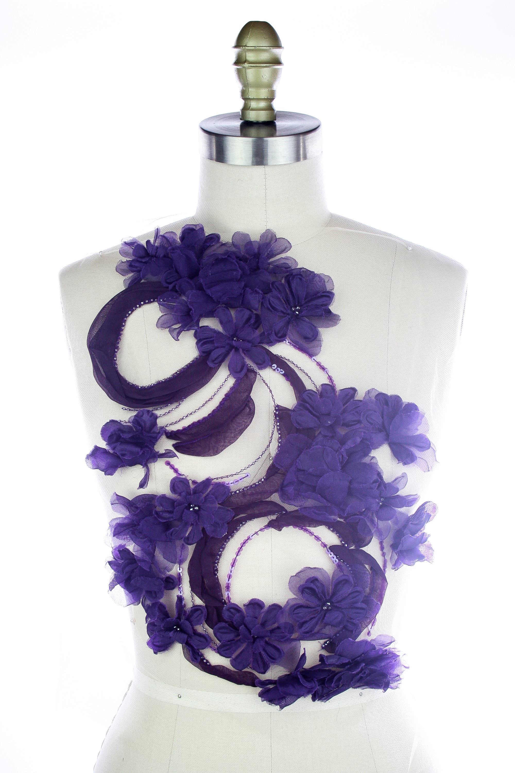 Custom Handmade Beaded Applique With Silk Organza Ruffles and Hand ...