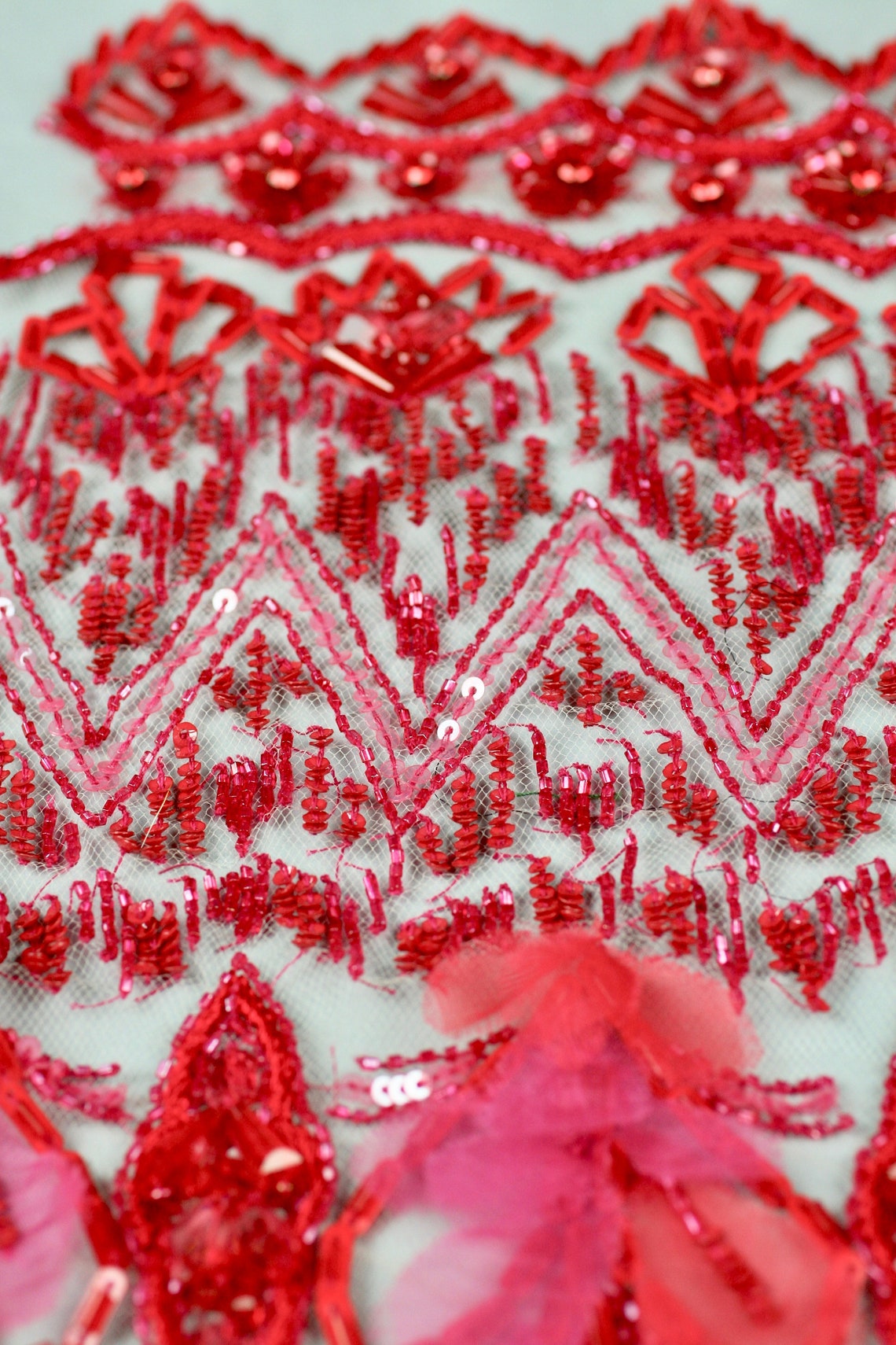 Hand-beaded Tulle in Hot Pink and Fuchsiawedding Tulle - Etsy