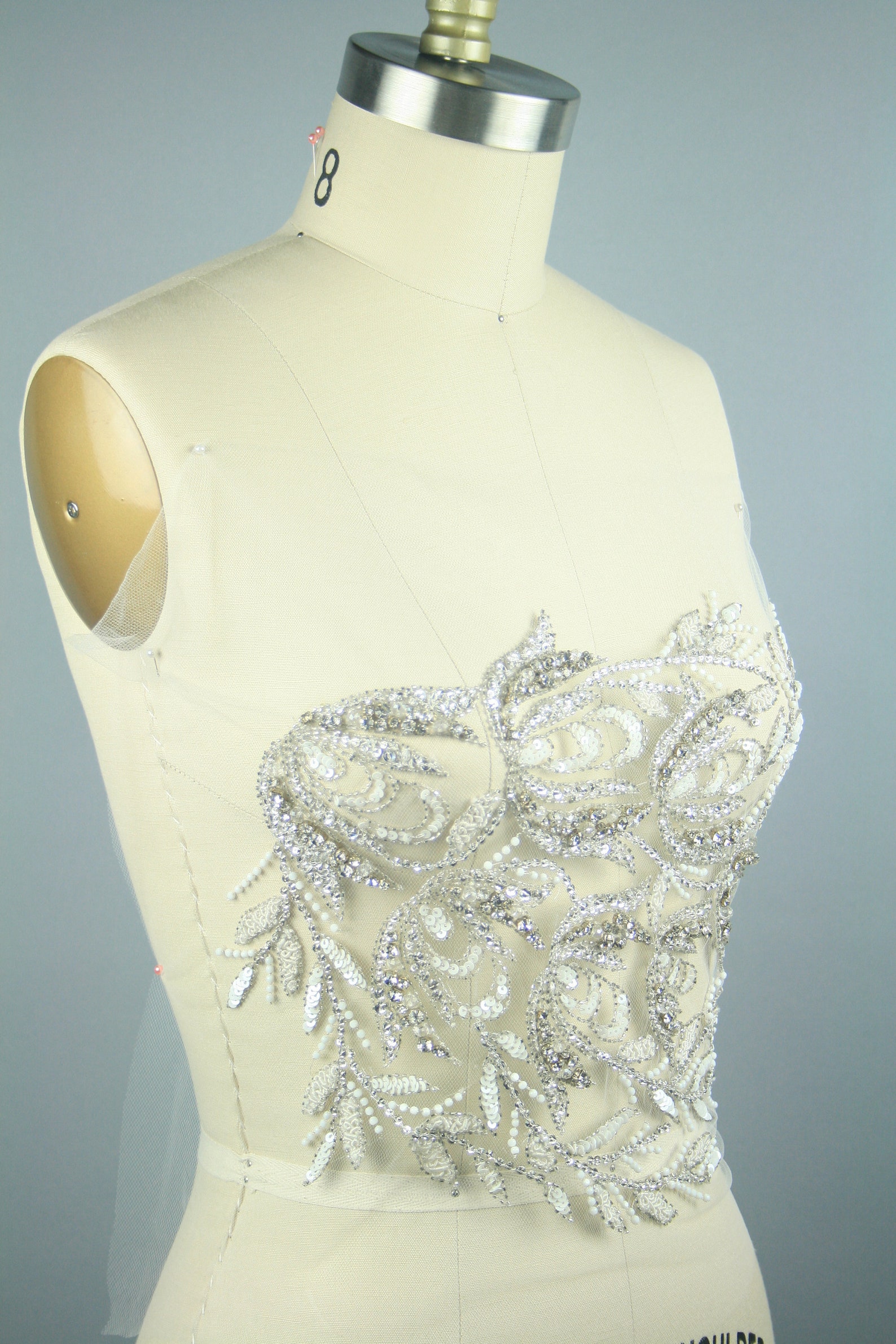 Rhinestone Applique Bodice Lace Applique Panel Wedding Dress - Etsy