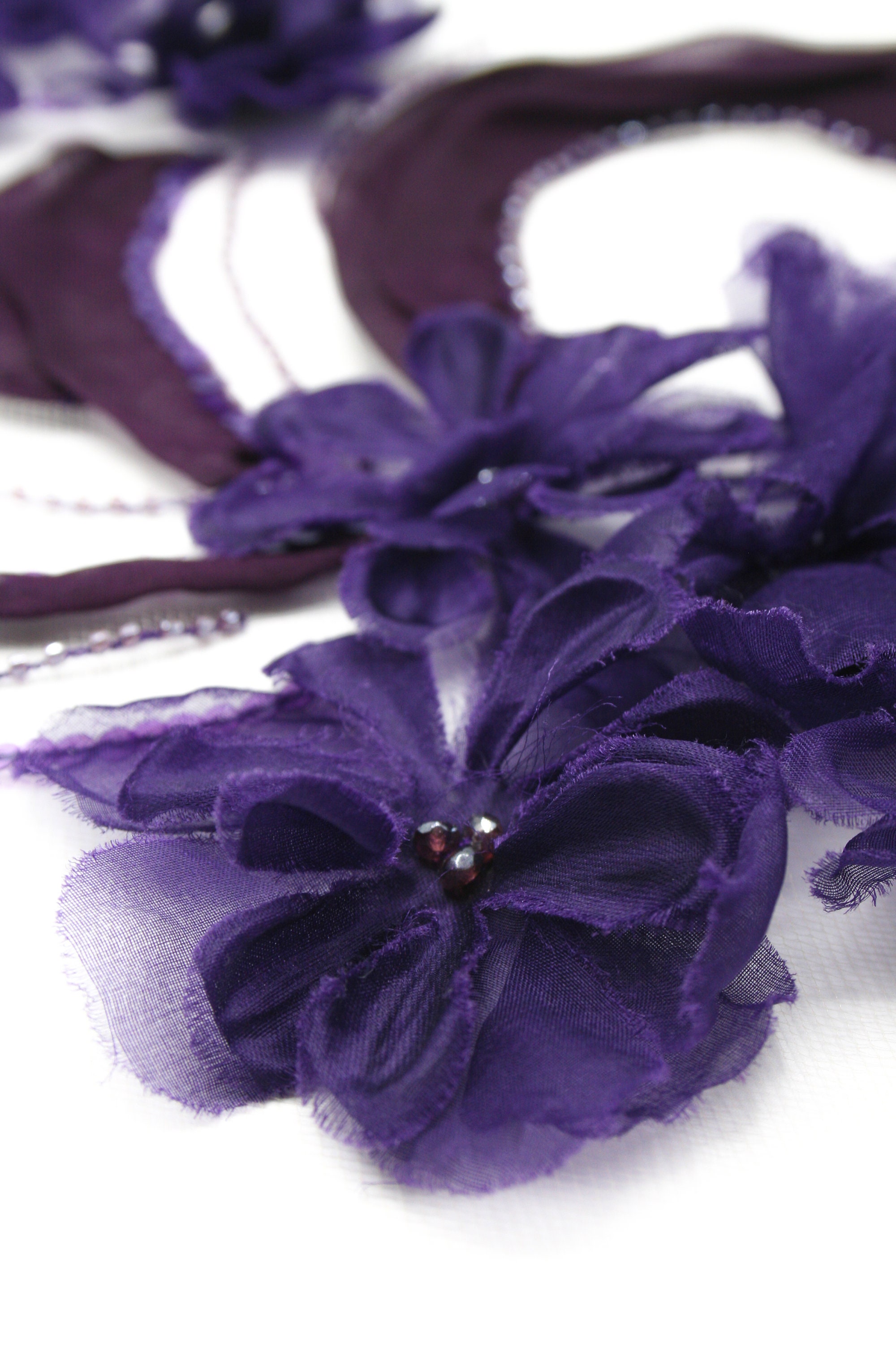 Custom Handmade Beaded Applique With Silk Organza Ruffles and Hand ...
