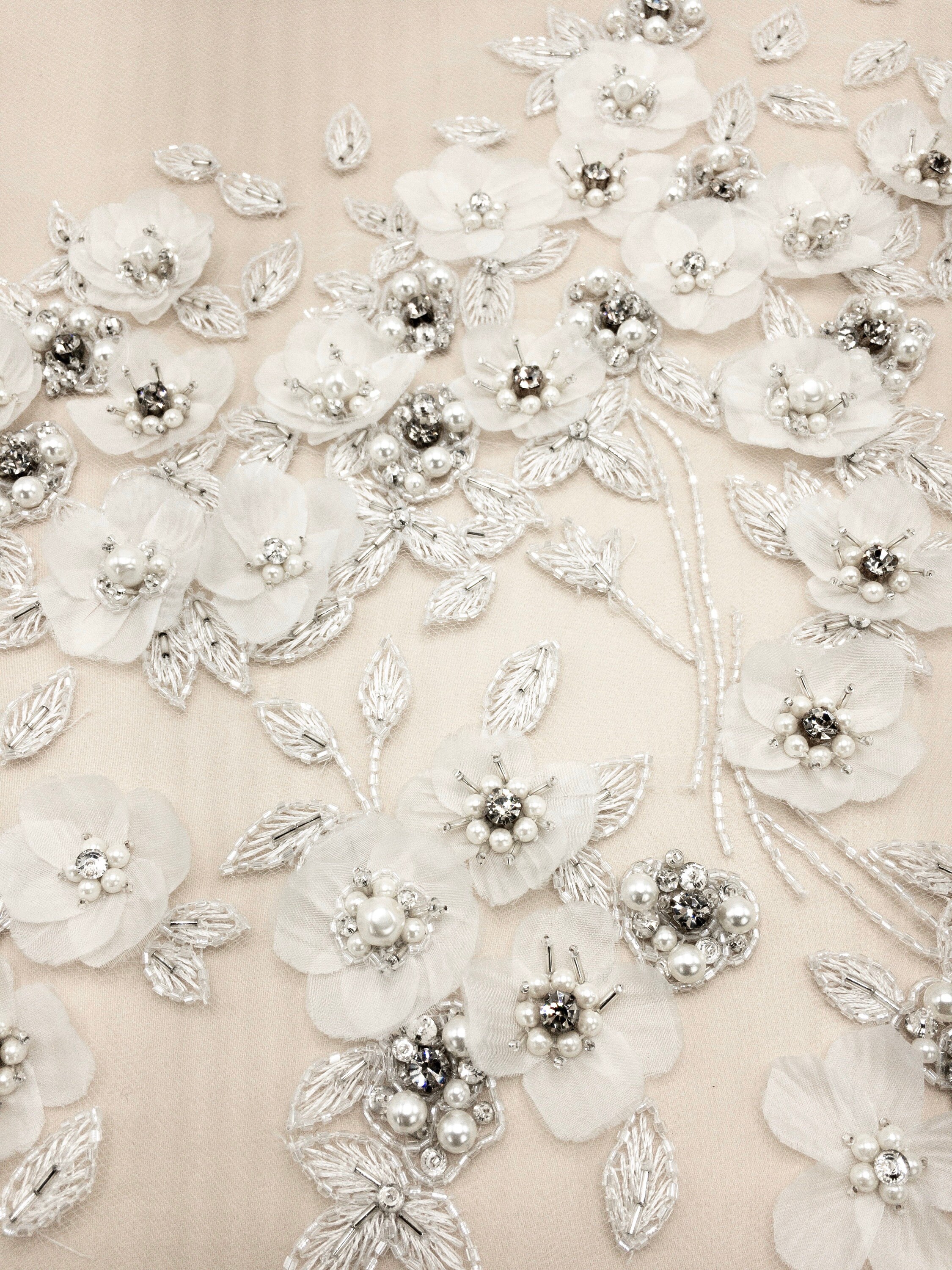 Crystal Beaded Applique Panel, Beading Panel Used as Beaded Trim ...