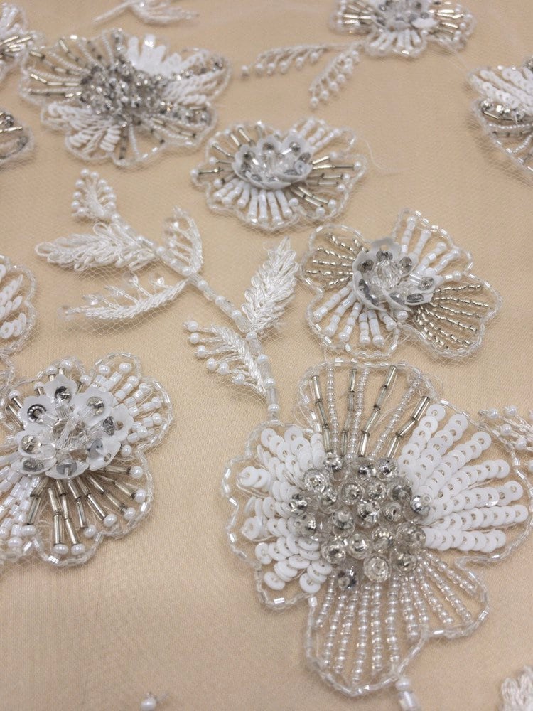 Crystal Beaded Applique Panel, Beading Panel Used as Beaded Trim ...