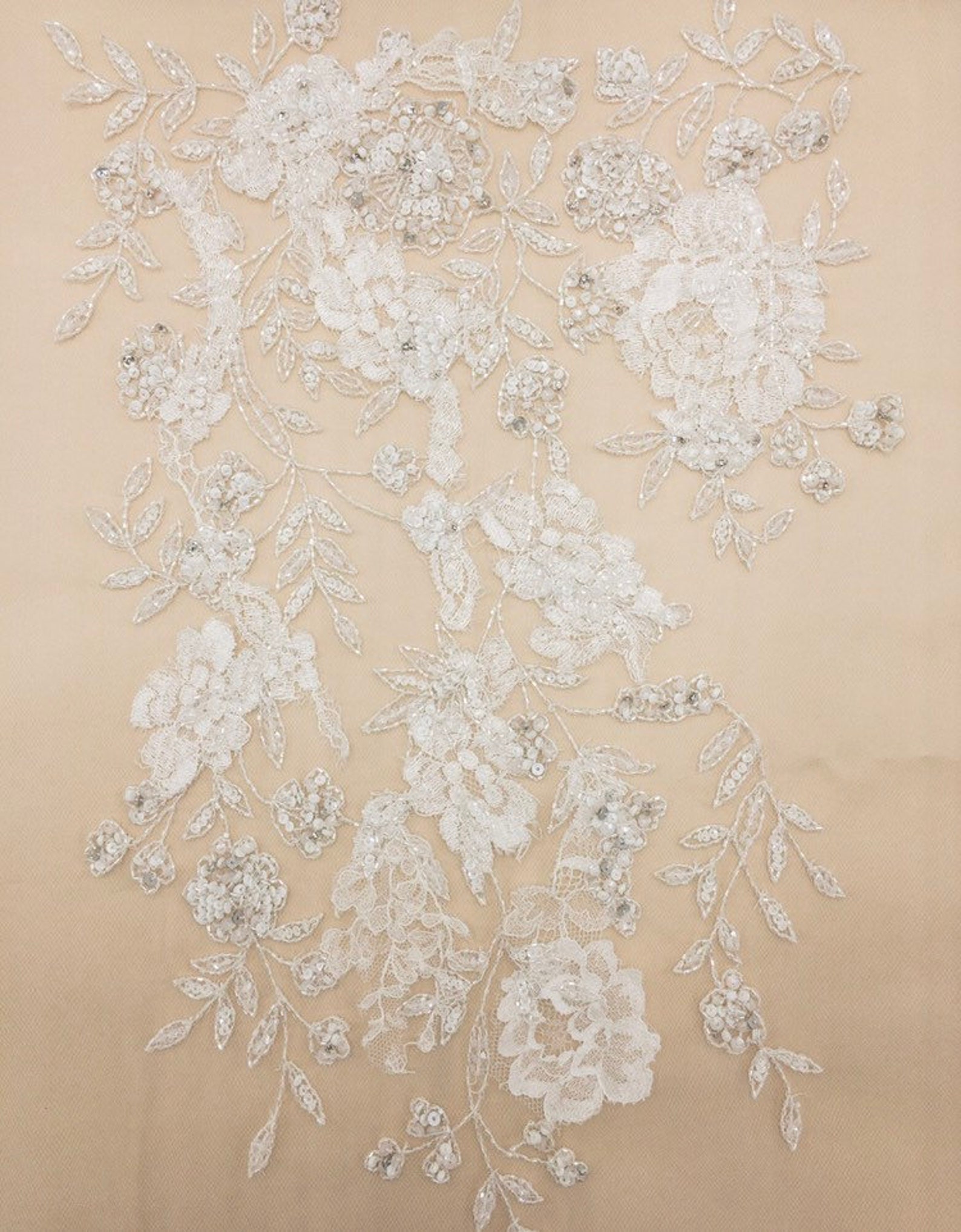 Crystal Beaded Applique Panel Beading Panel Used as Beaded | Etsy