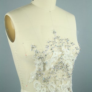 Wedding Bodice Beaded Applique Panel Used as Beaded Trim, Embroidered ...