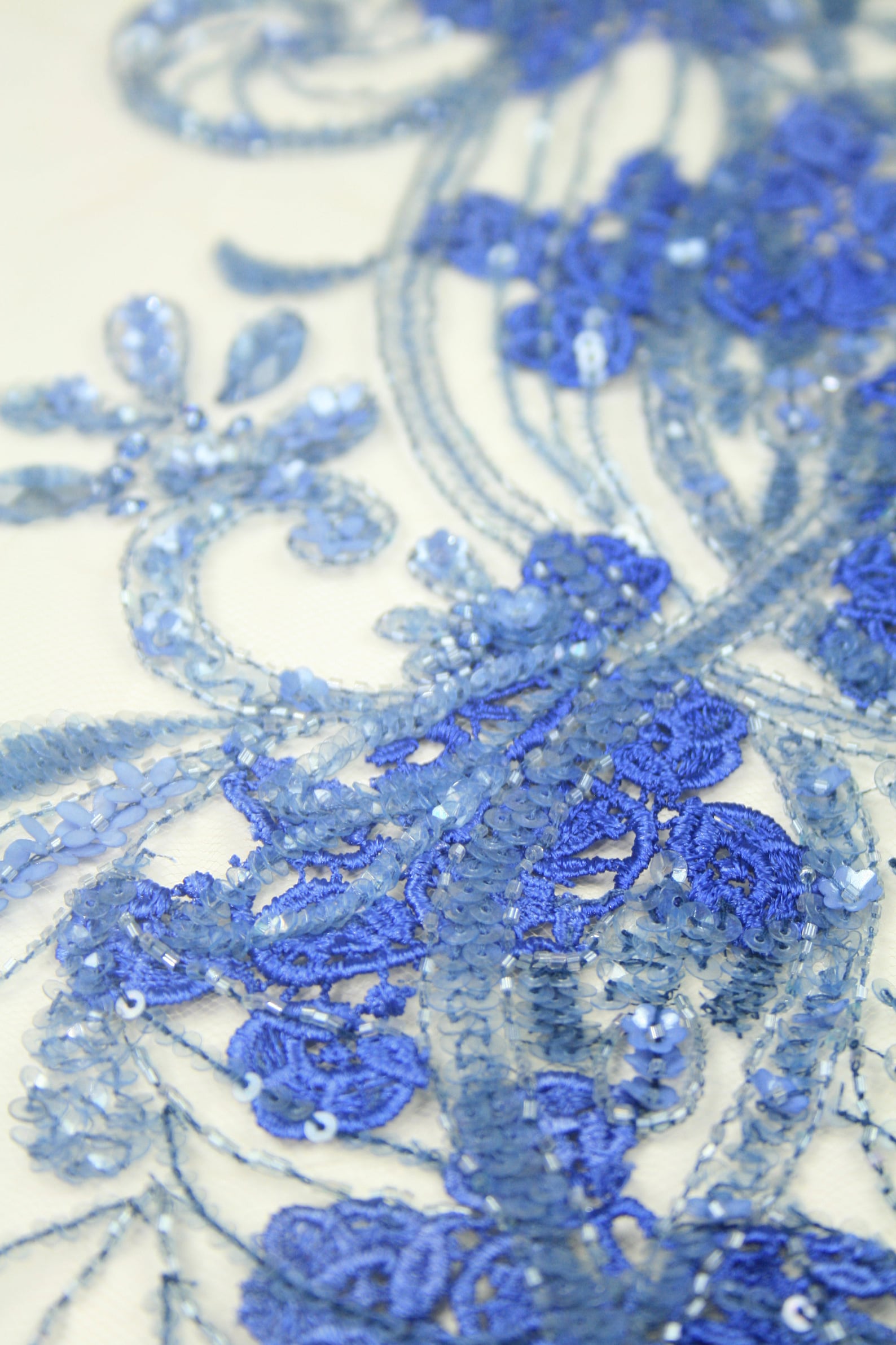 Periwinkle Blue Flower Applique Designs for Dress, Embroidered Tulle ...