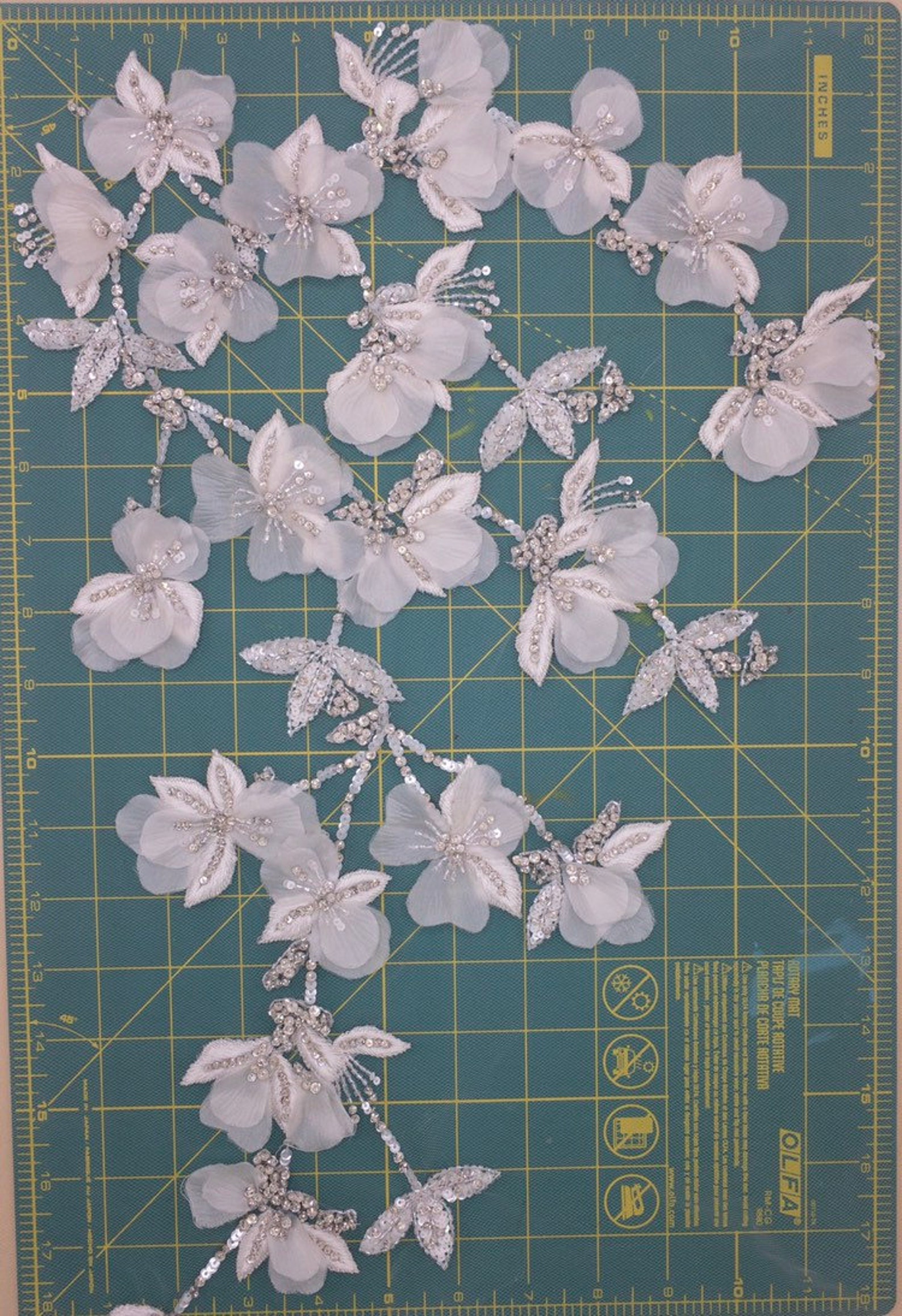 Crystal Beaded Applique Panel, Beading Panel Used as Beaded Trim ...