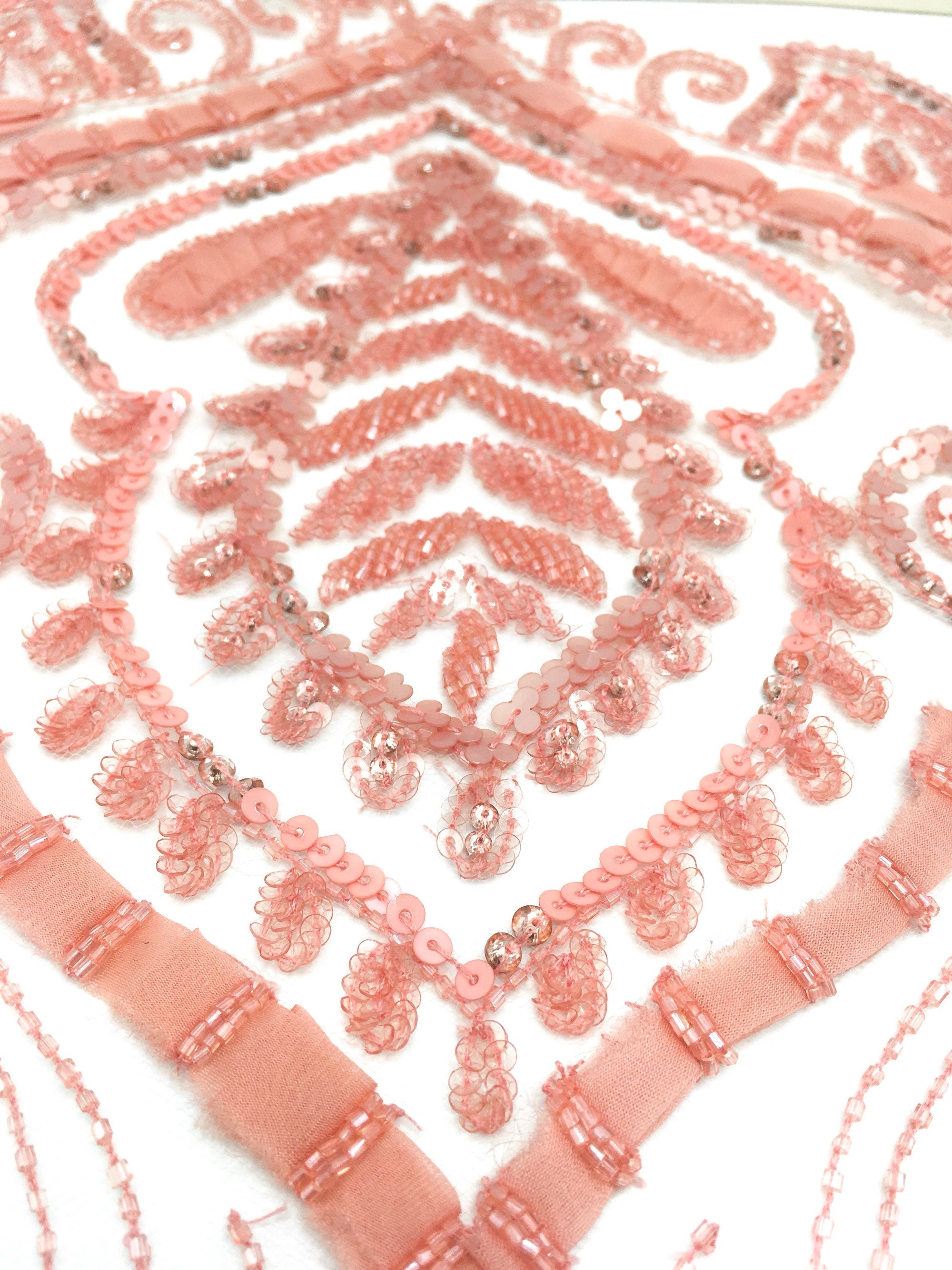 Beaded Applique Panel Beading Panel Used as Beaded Trim - Etsy