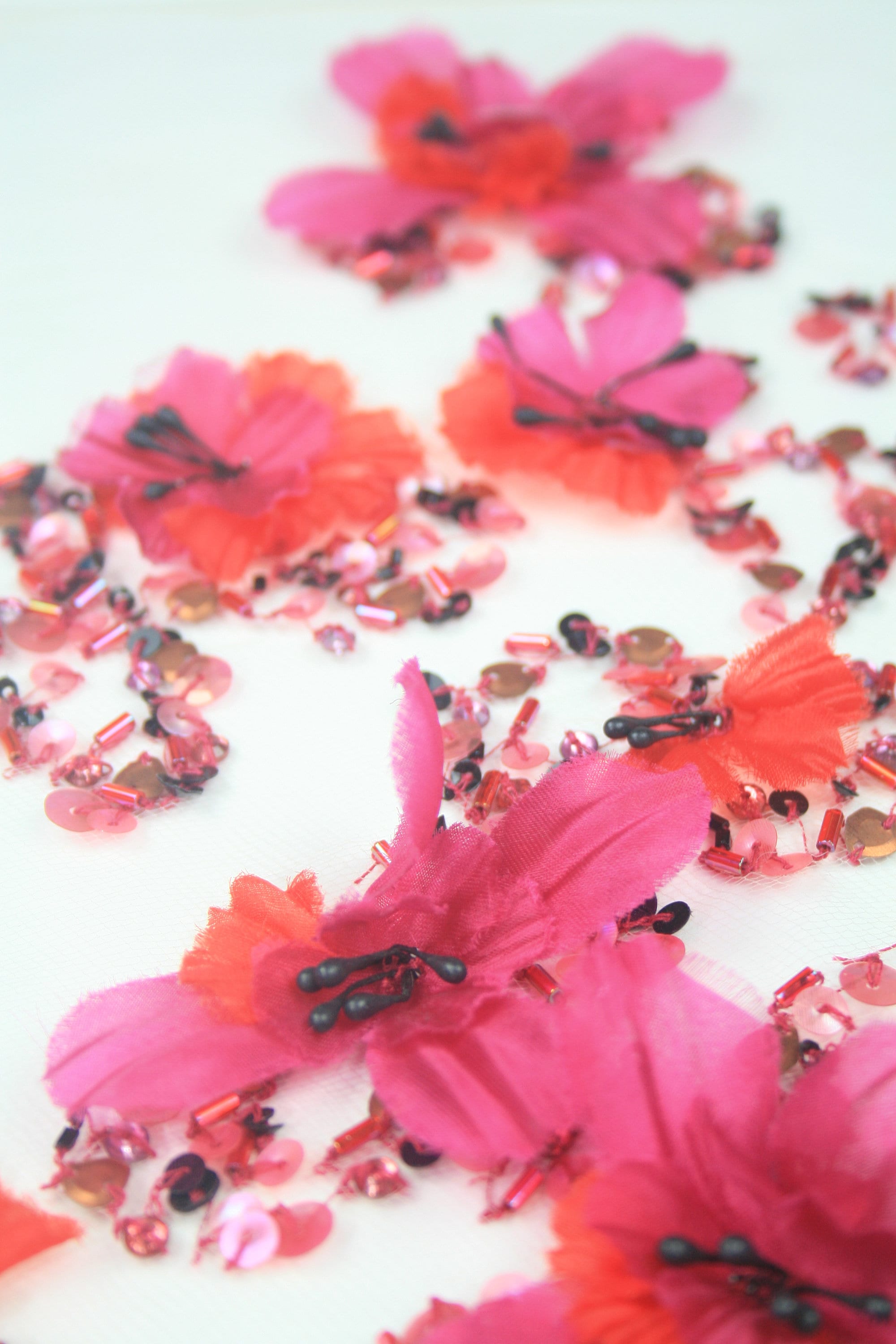 Fuschia Pink and Orange Custom Handmade Beaded Applique Used - Etsy