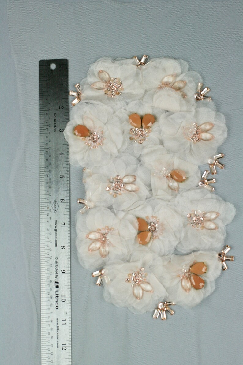 Ballroom Costume Applique - Pageant Fabric - Beaded Floral Applique ...